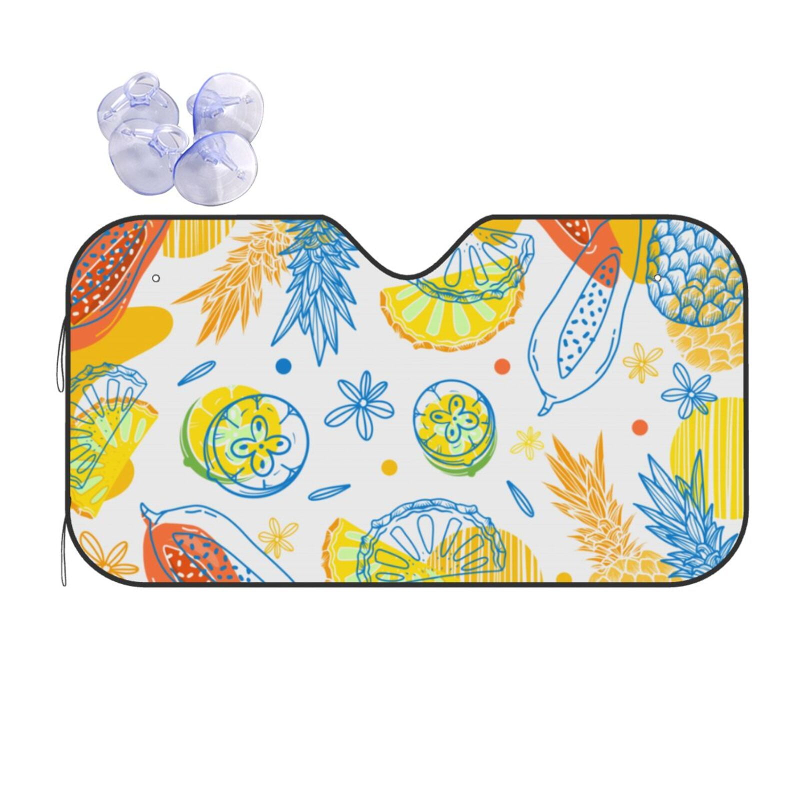 XMXT Car Sun Shade Windshield, Cartoon Pineapple Papaya Sunshade for ...