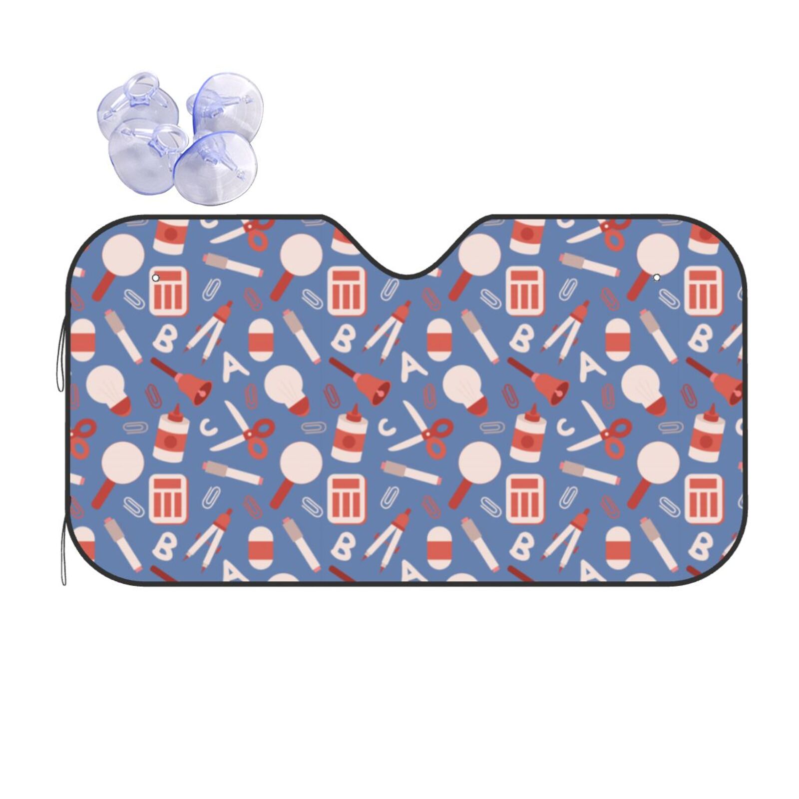 XMXT Car Sun Shade Windshield, Cartoon Stationery Blue Illustration ...