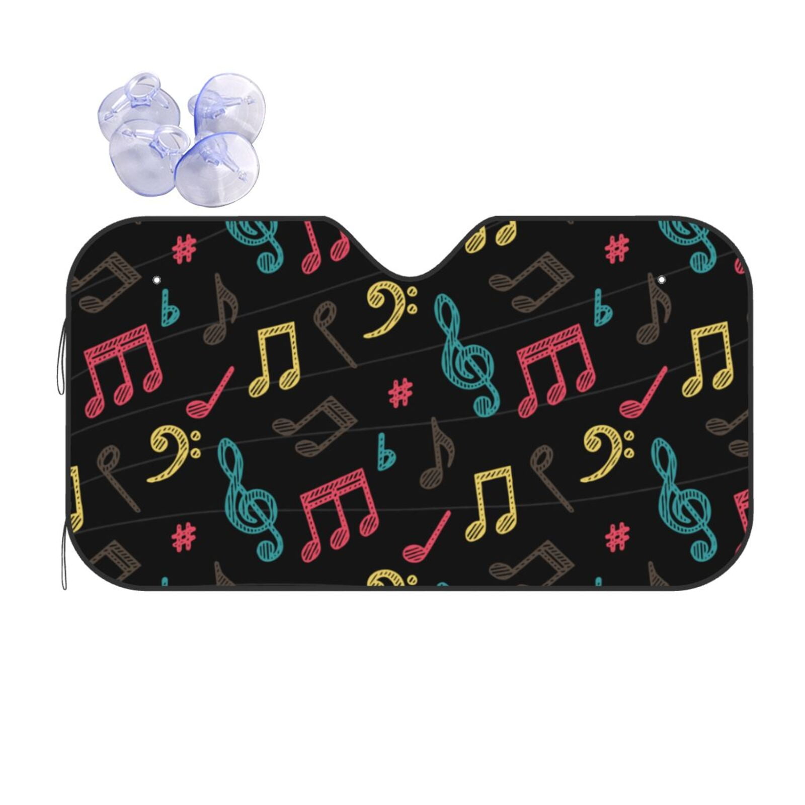 XMXT Car Sun Shade Windshield, Colorful Music Symbols Sunshade for Car ...