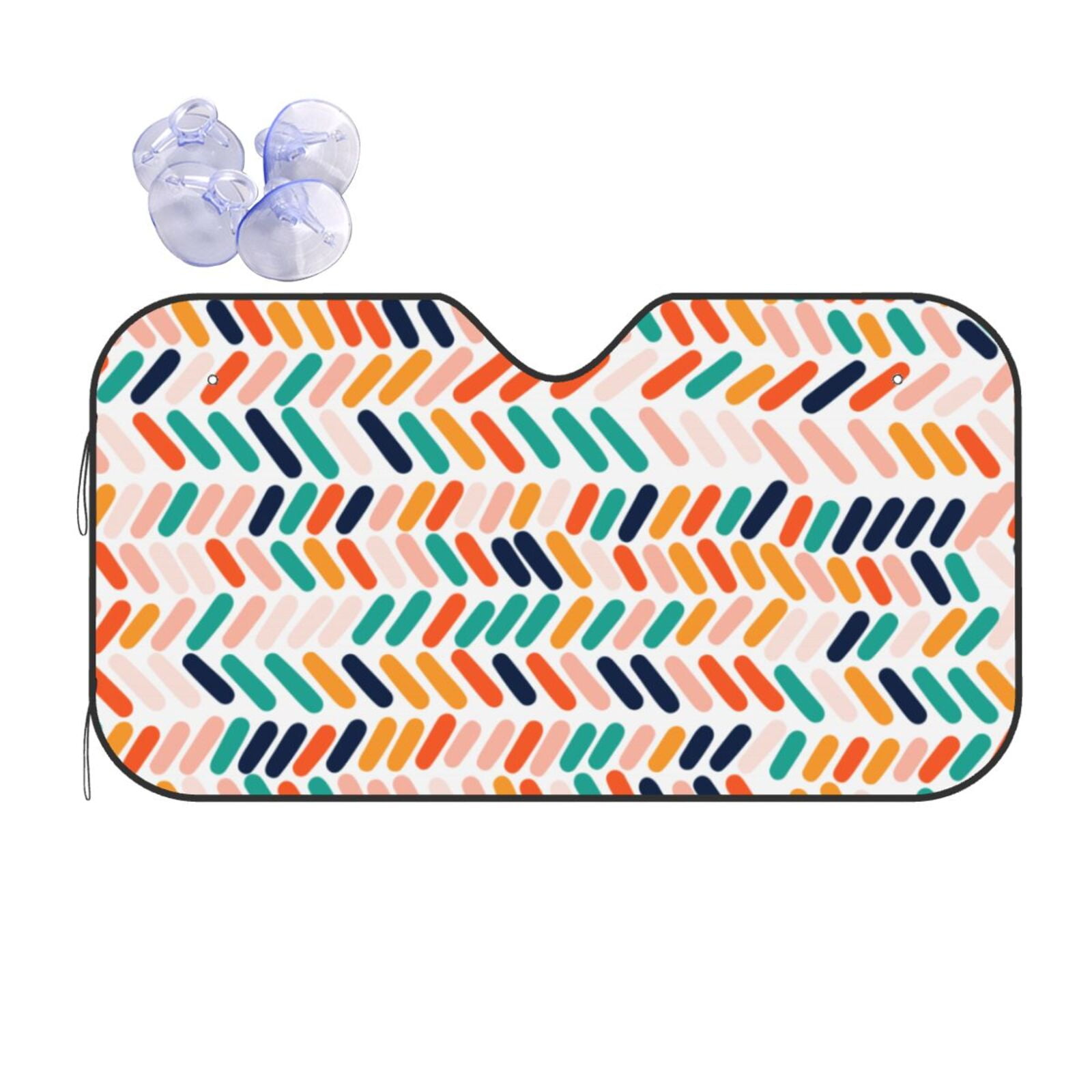 XMXT Car Sun Shade Windshield, Colorful Round Line Prints Sunshade for ...