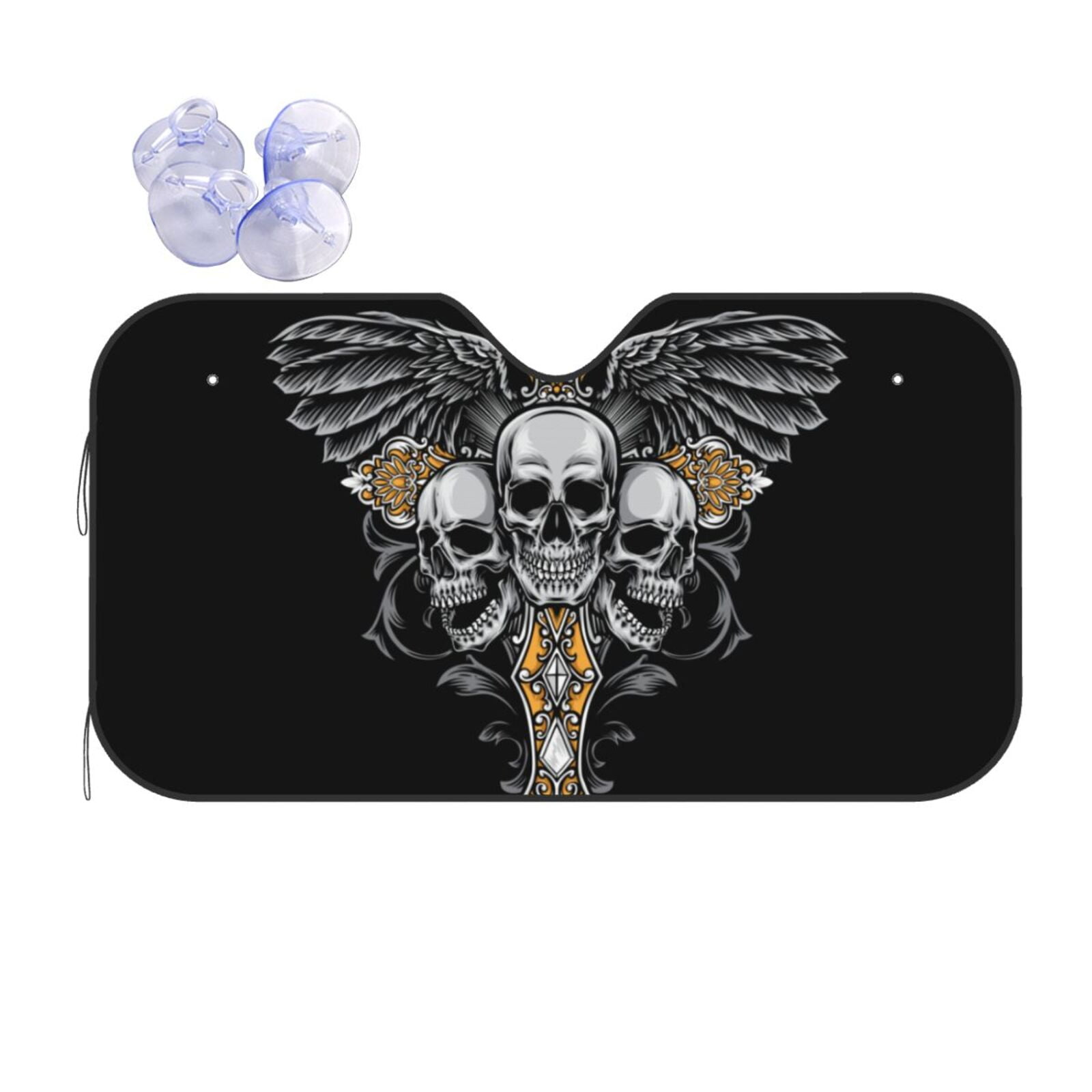 XMXT Car Sun Shade Windshield, Crucifix Decoration Skull Sunshade for ...