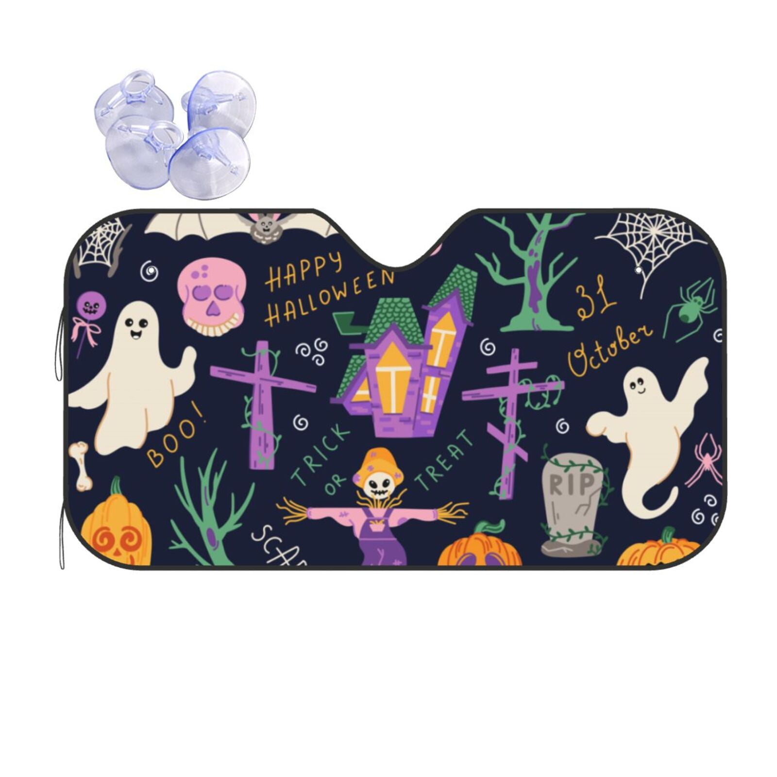 XMXT Car Sun Shade Windshield, Funny Cartoon Halloween Design Sunshade ...