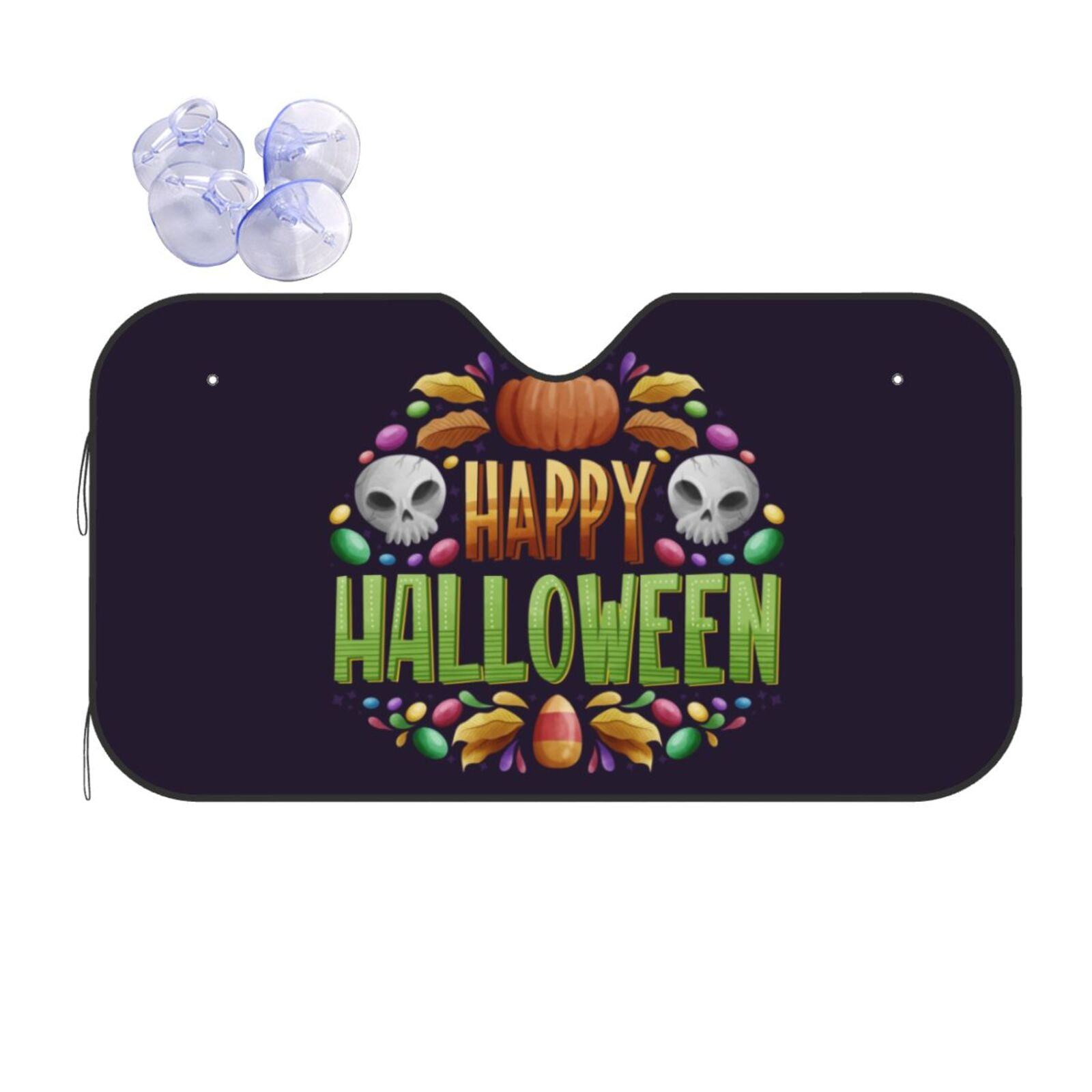 XMXT Car Sun Shade Windshield, Halloween Skeleton Illustration Sunshade ...