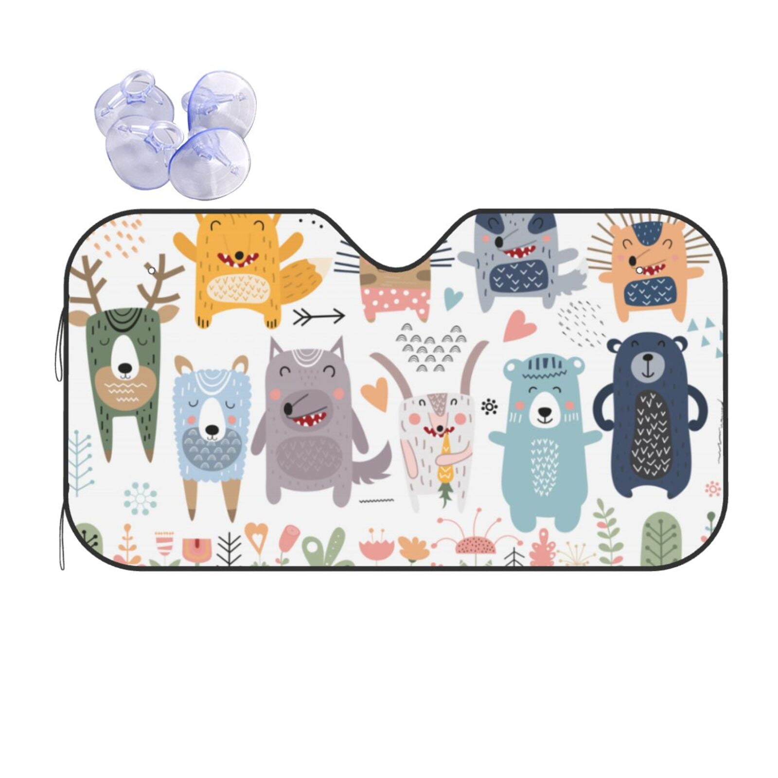 XMXT Car Sun Shade Windshield, Hand Drawn Flat Animals Sunshade for Car ...