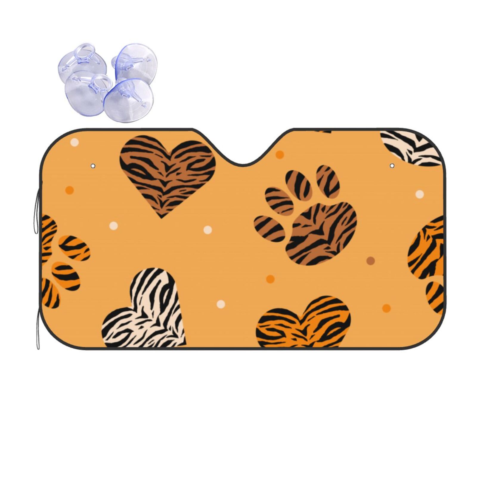 XMXT Car Sun Shade Windshield, Leopard Print Love Paw Prints Sunshade ...