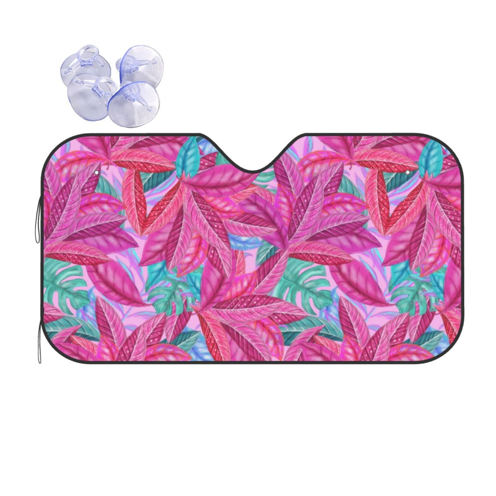 XMXT Car Sun Shade Windshield, Magenta Tropical Botanical Print ...