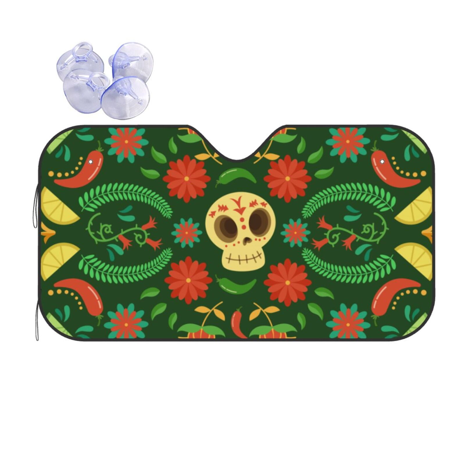 XMXT Car Sun Shade Windshield, Mexican Decor Skull Sunshade for Car ...