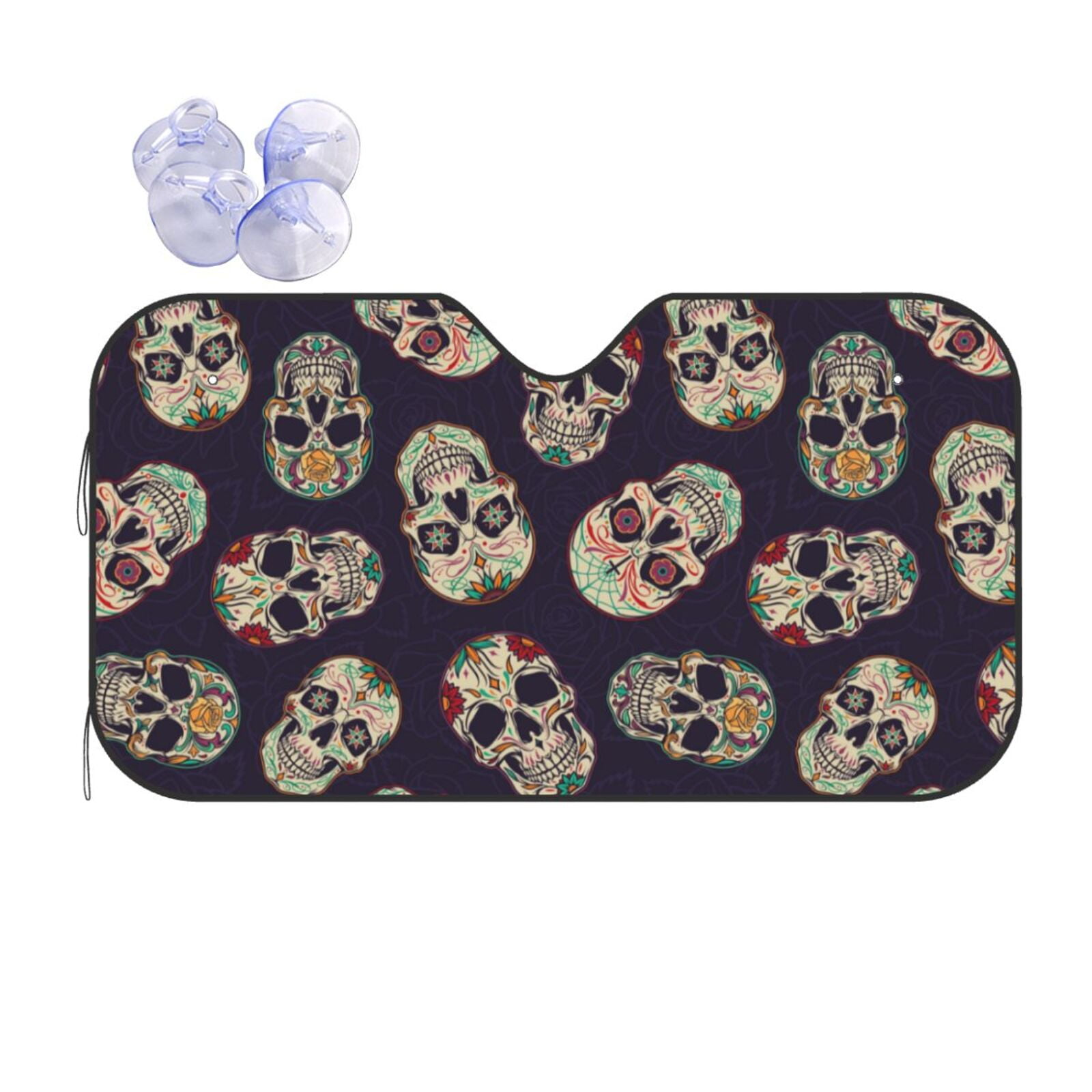 XMXT Car Sun Shade Windshield, Mexican Undead Skeleton Print Sunshade ...