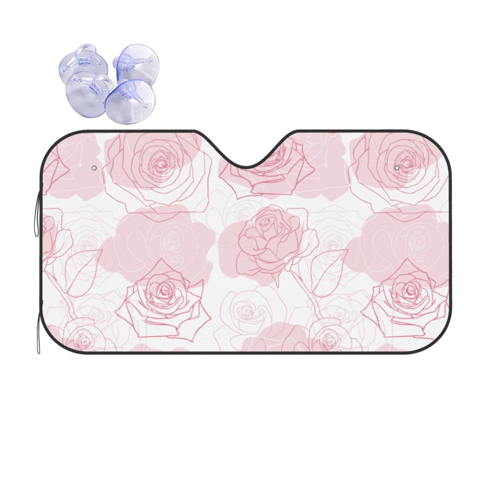 XMXT Car Sun Shade Windshield, Roses Line Drawing Illustration Sunshade ...