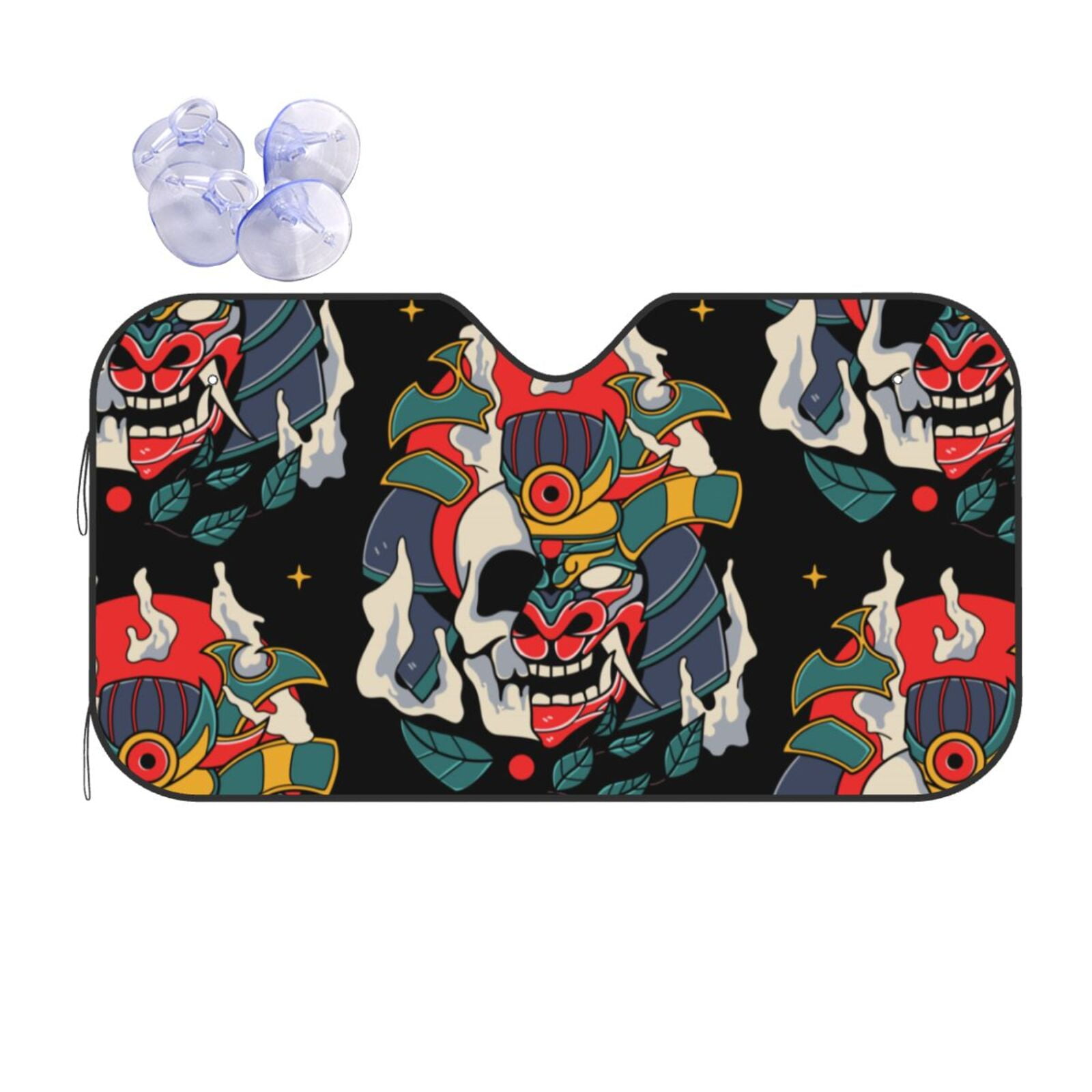 XMXT Car Sun Shade Windshield, Samurai Skull Pattern Sunshade for Car ...