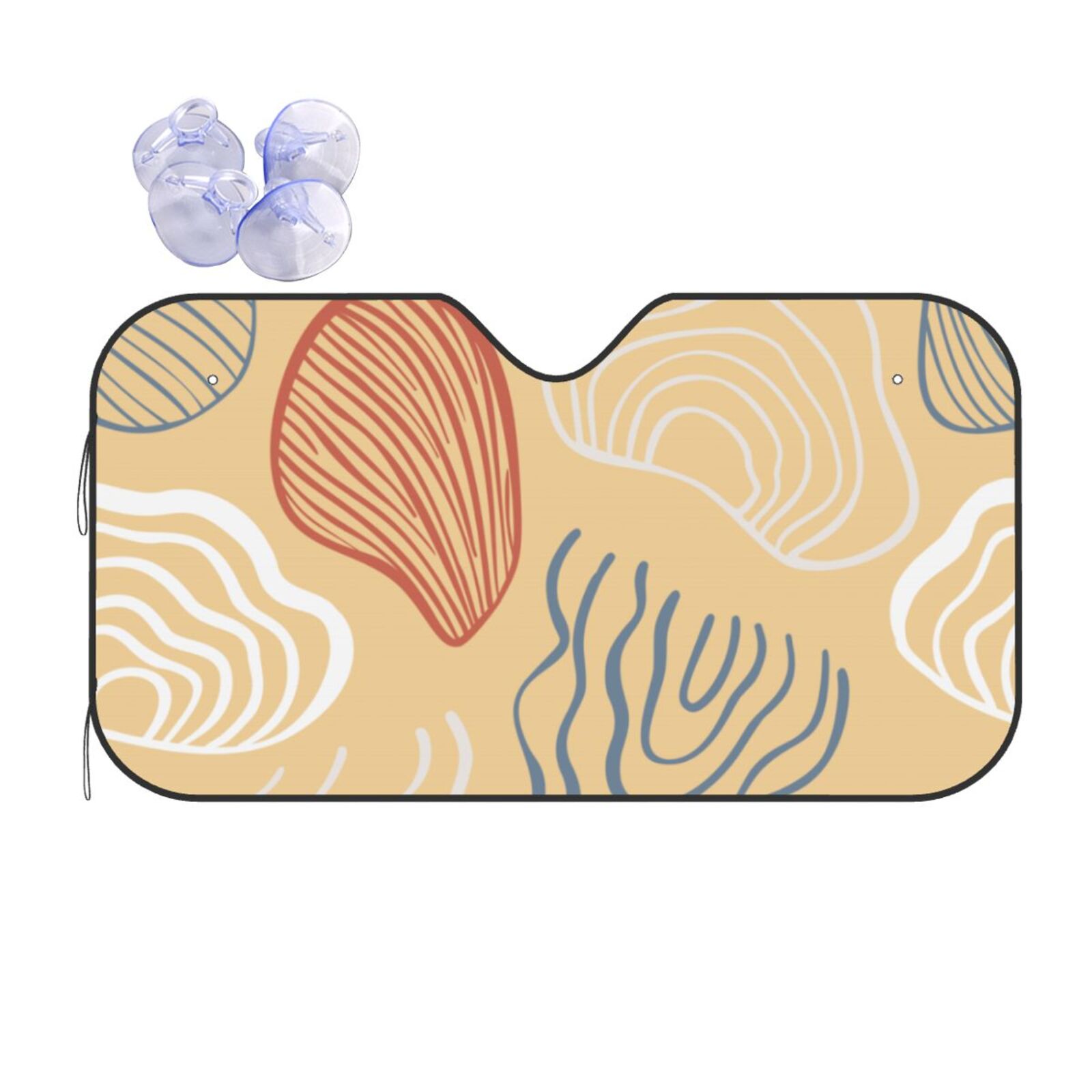 XMXT Car Sun Shade Windshield, Shell Texture Yellow Graffiti Sunshade ...