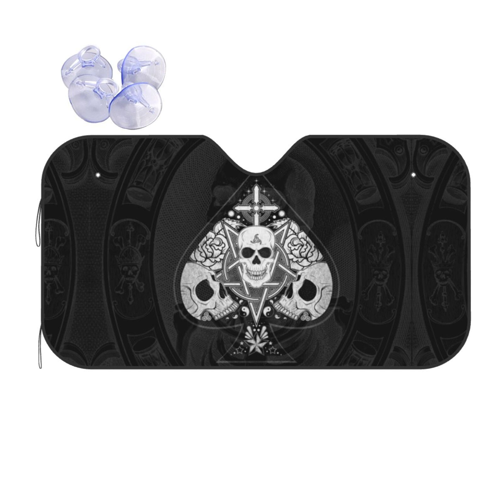 XMXT Car Sun Shade Windshield, Skeleton Ace Symbol Print Sunshade for ...