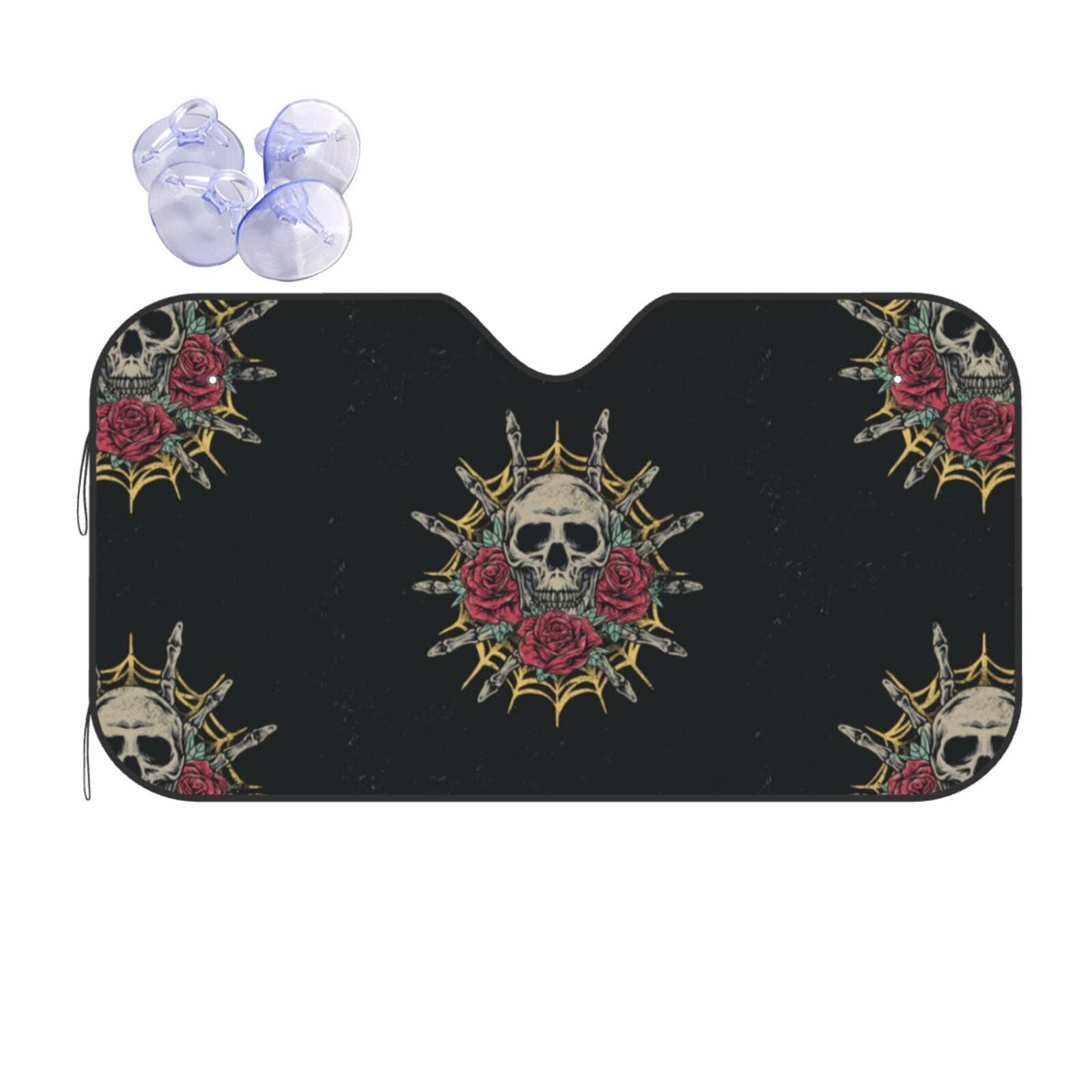 XMXT Car Sun Shade Windshield, Skeleton Spider Rose Sunshade for Car ...