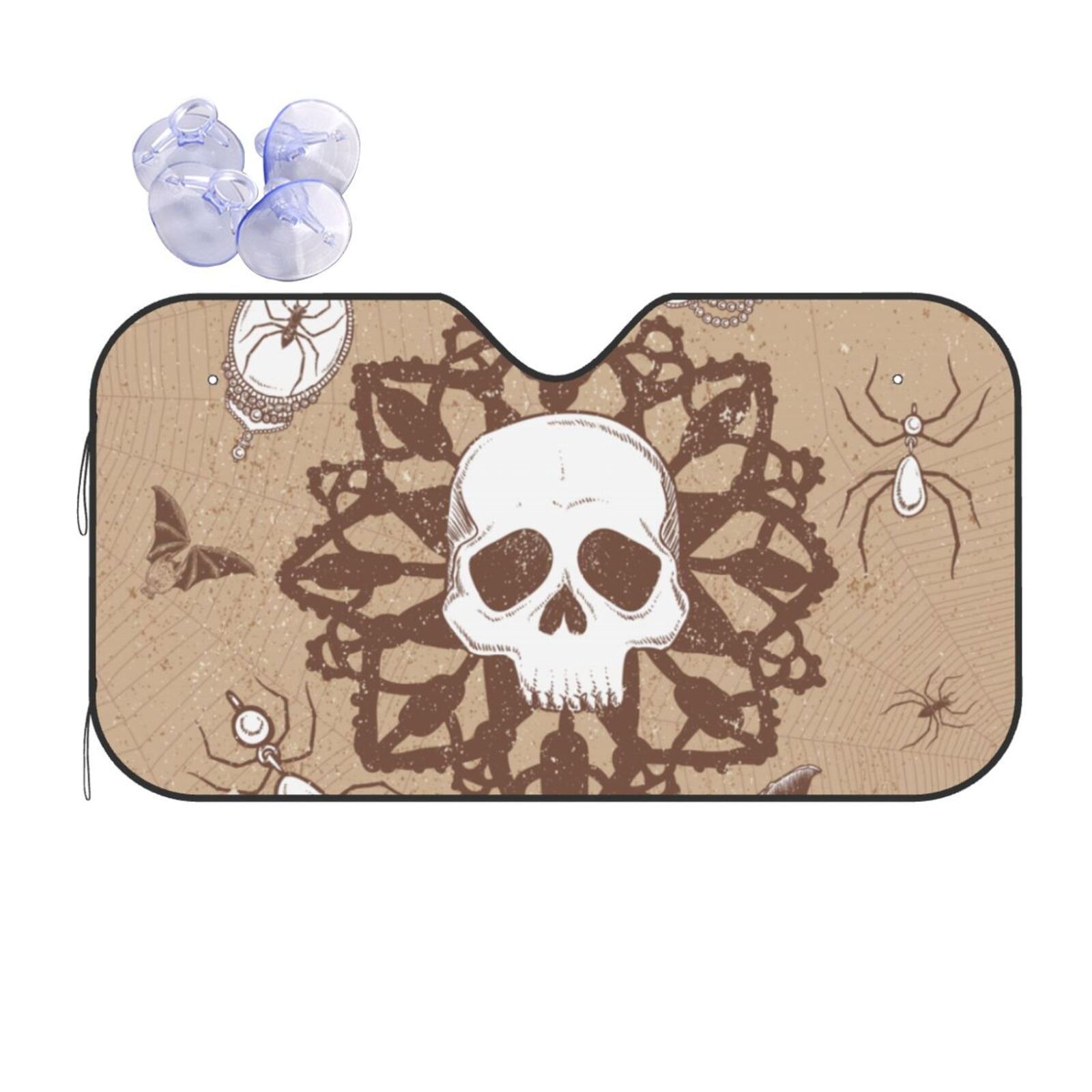 XMXT Car Sun Shade Windshield, Skeleton Spider Web Insect Sunshade for ...