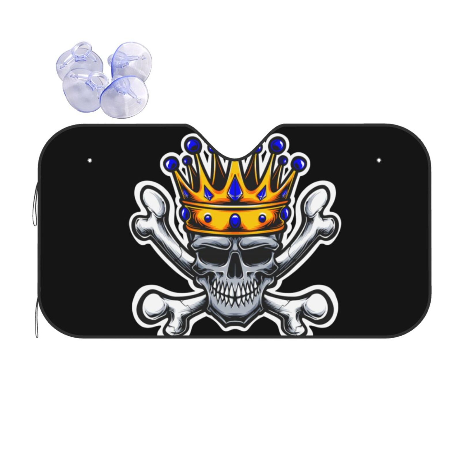 XMXT Car Sun Shade Windshield, Skull Print with Crown Sunshade for Car ...