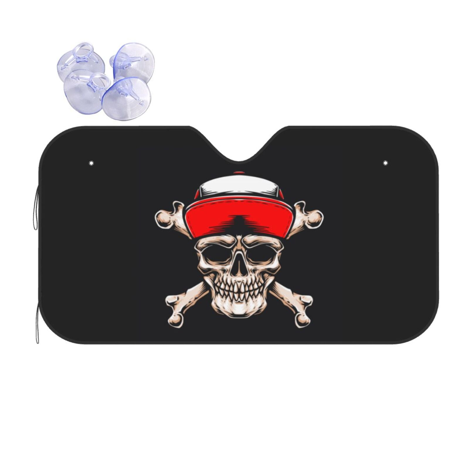 XMXT Car Sun Shade Windshield, Skull With Red Hat Sunshade for Car ...