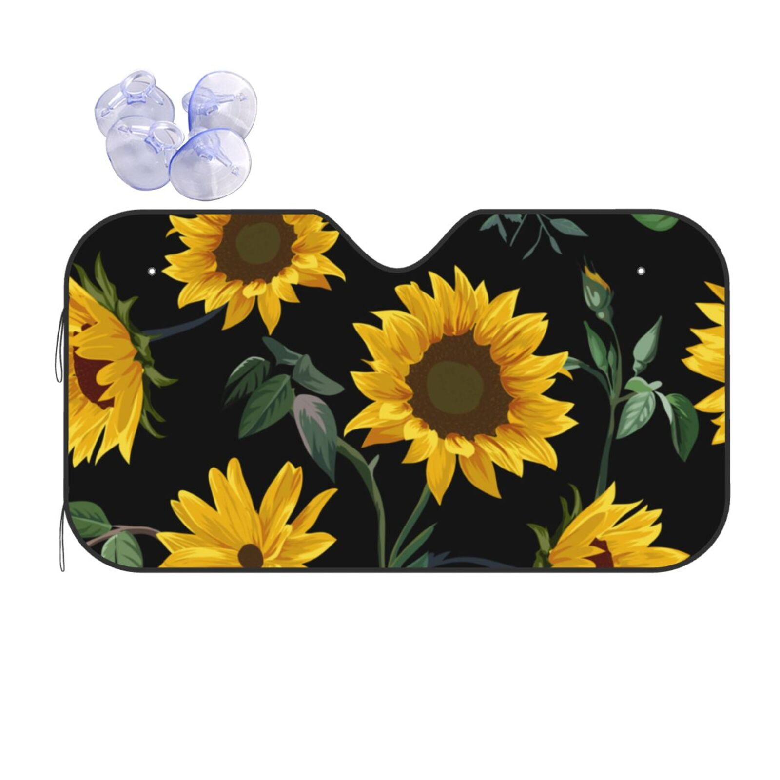XMXT Car Sun Shade Windshield, Sunflower Black Background Sunshade for ...