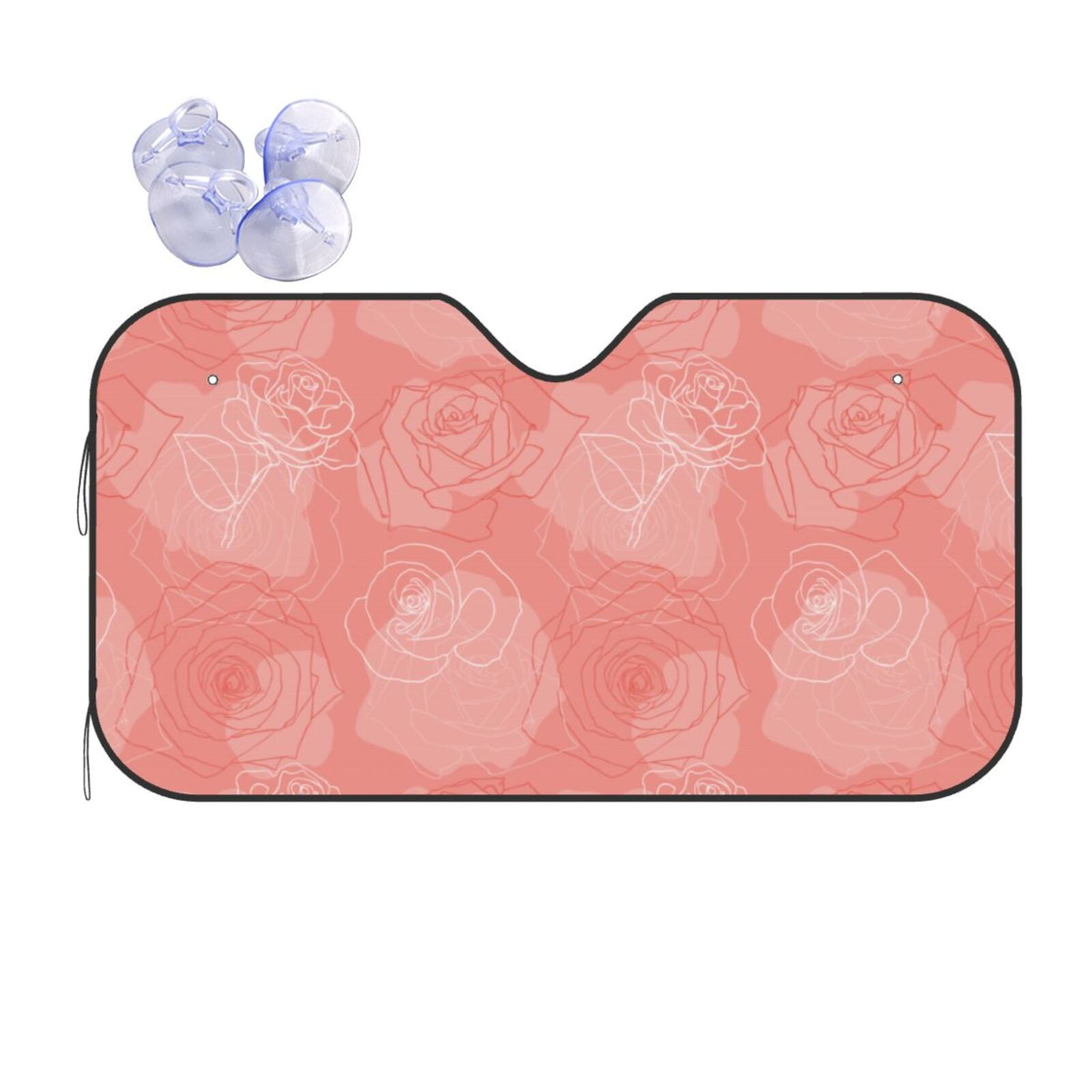 XMXT Car Sun Shade Windshield, Two Color Line Drawing Rose Sunshade for ...