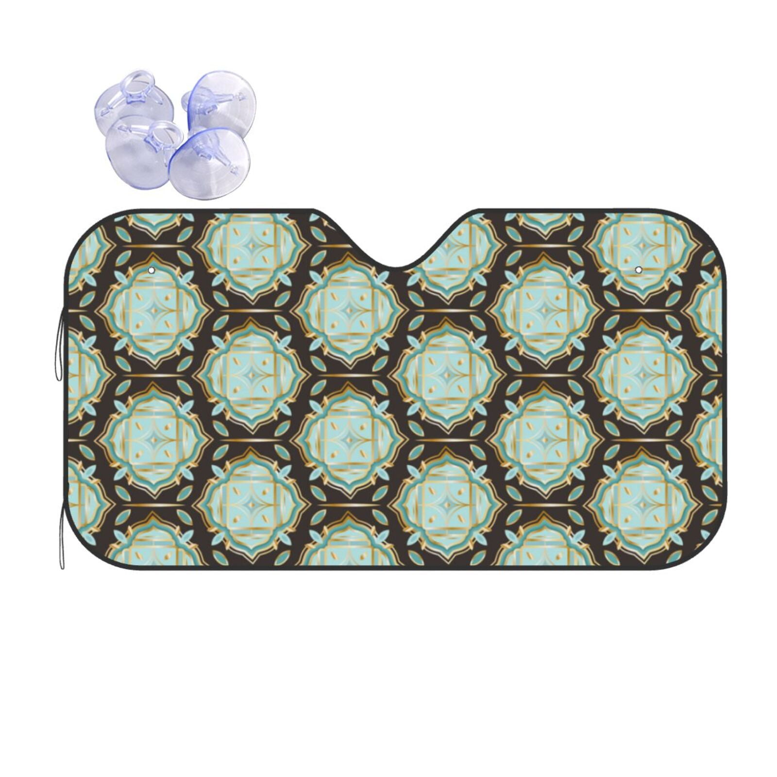 XMXT Car Sun Shade Windshield, Vintage Geometric Decoration Sunshade ...