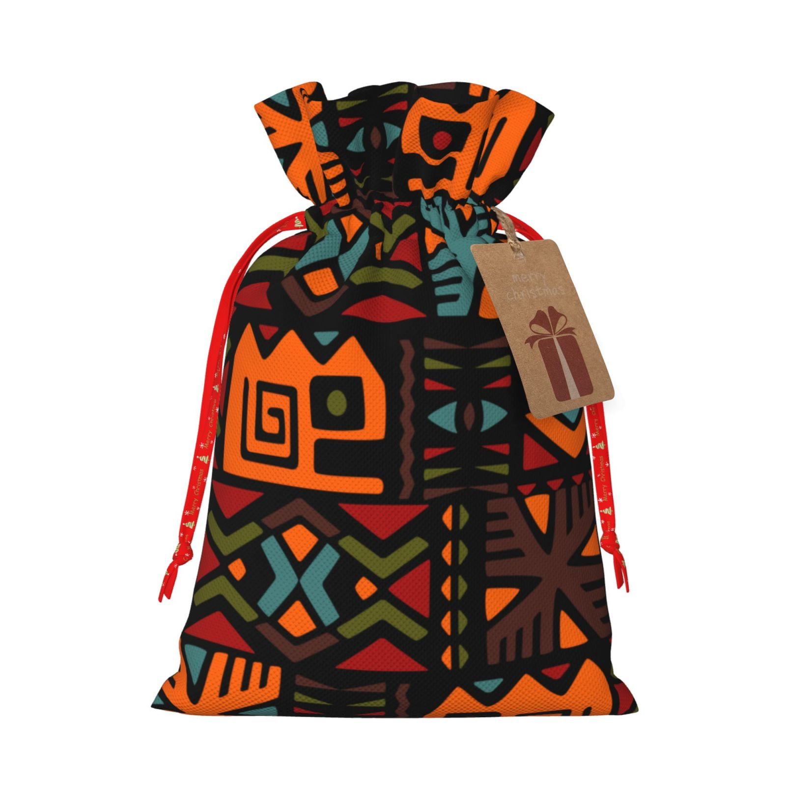 XMXT Christmas Drawstring Gift Bags, African Tribal Decoration Graffiti ...
