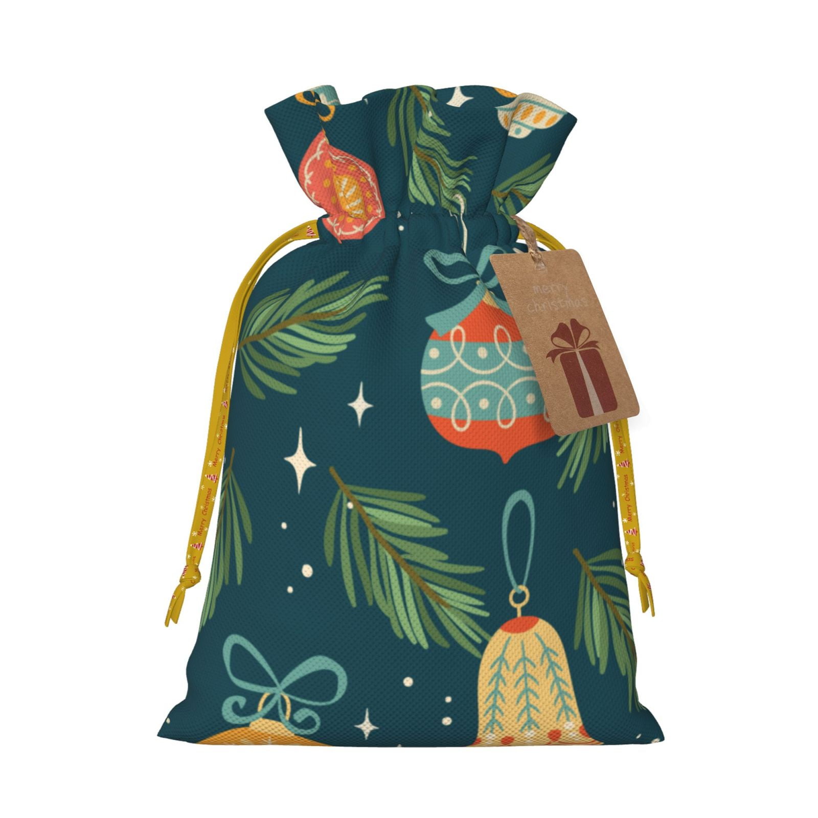 XMXT Christmas Drawstring Gift Bags, Cartoon Christmas Bells Wrapping ...
