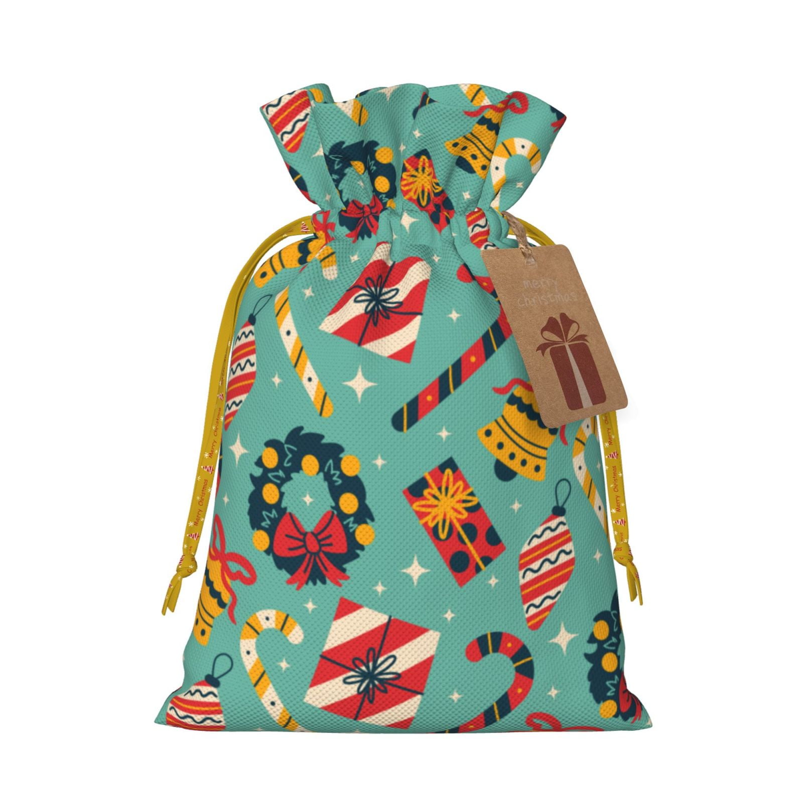 XMXT Christmas Drawstring Gift Bags, Cartoon Christmas Ring Wrapping ...