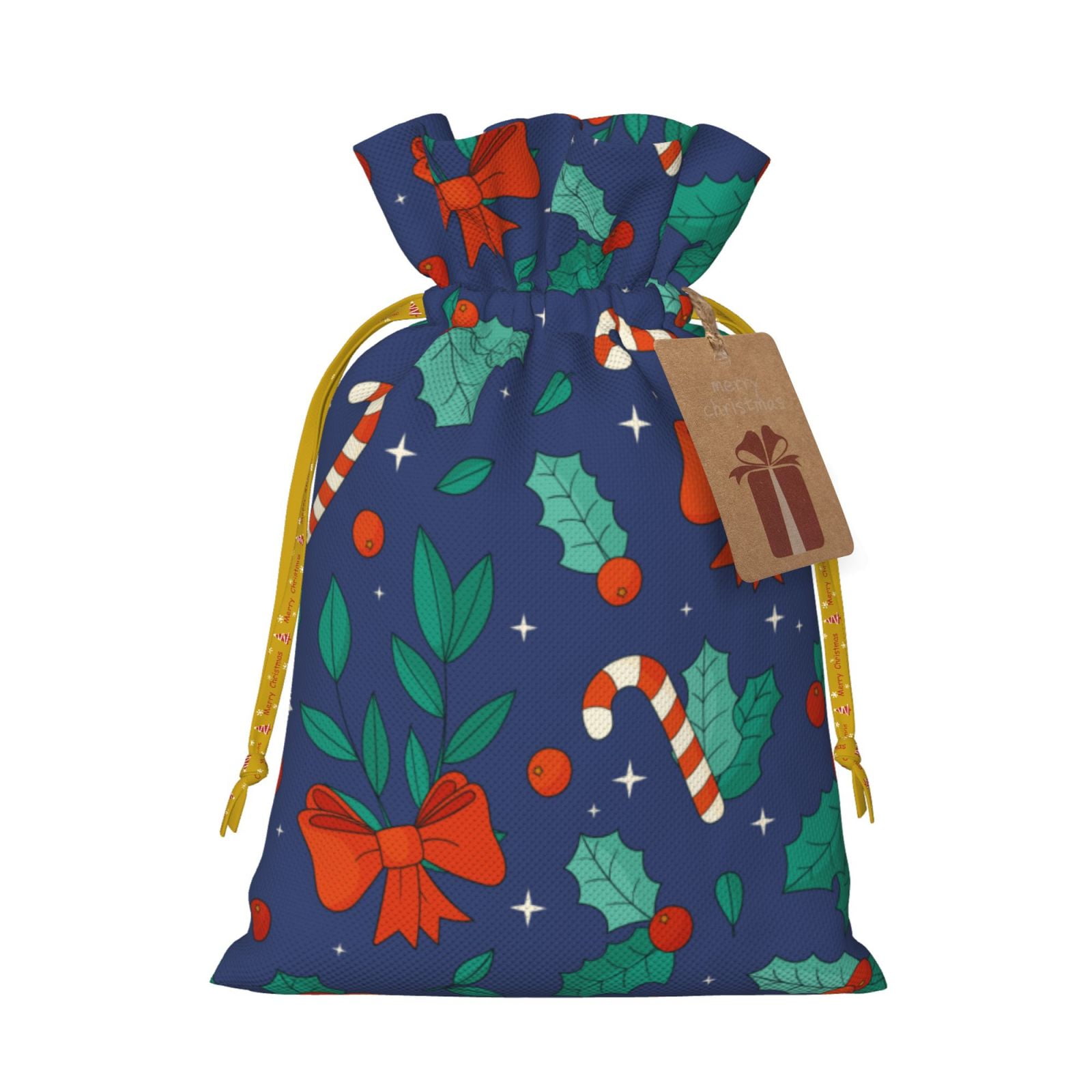 XMXT Christmas Drawstring Gift Bags, Christmas Candy Canes Bow Wrapping ...