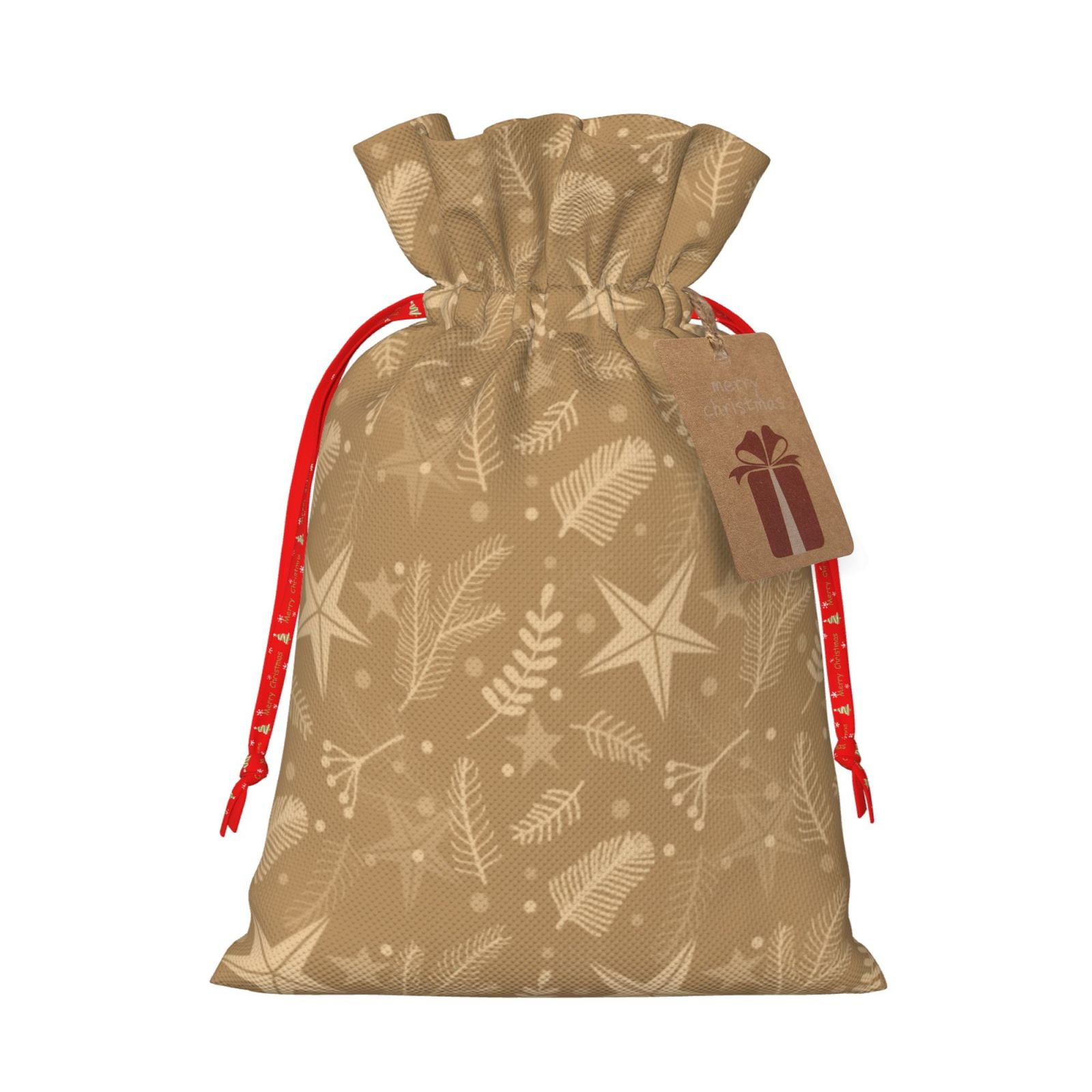 XMXT Christmas Drawstring Gift Bags, Christmas Golden Stars Wrapping ...