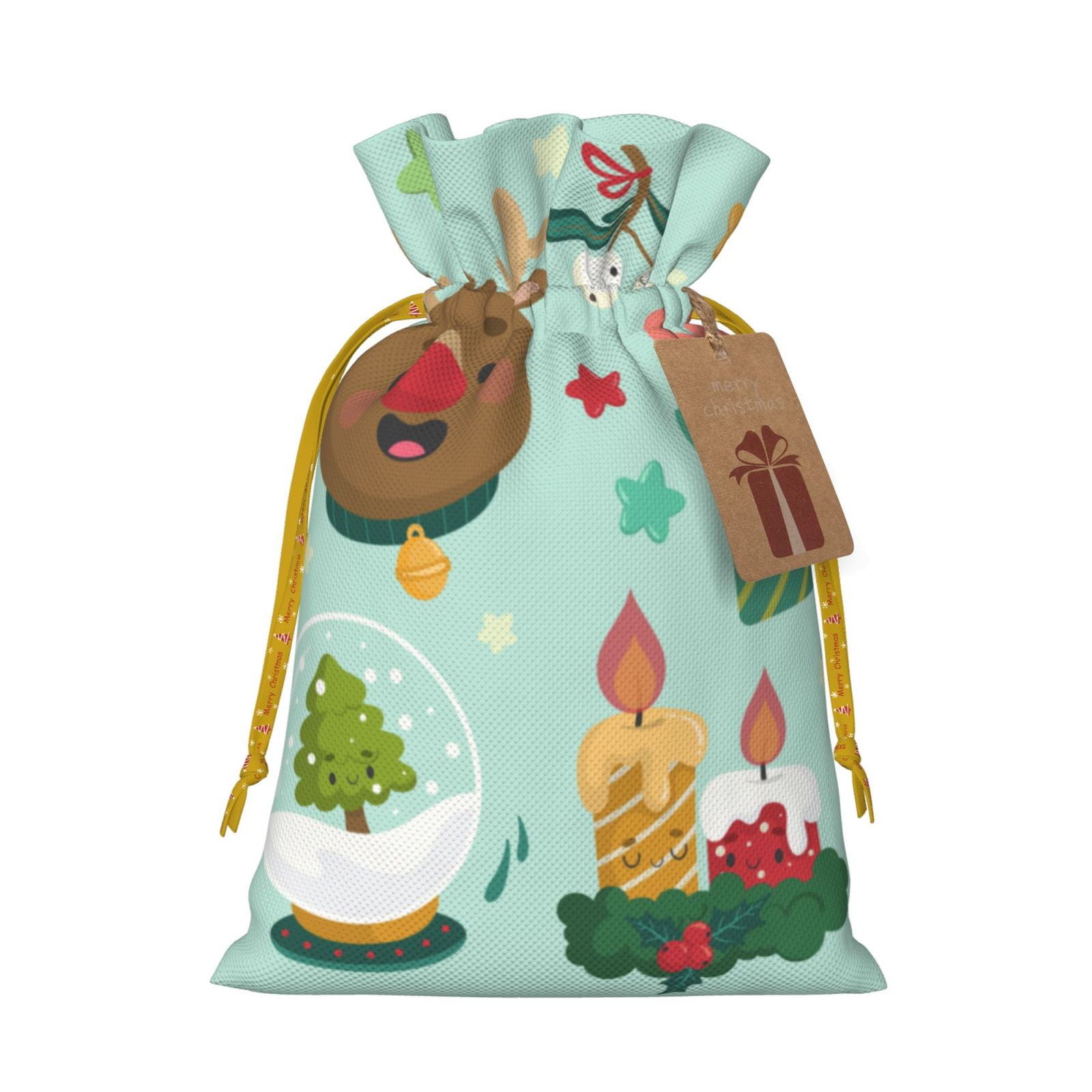 XMXT Christmas Drawstring Gift Bags, Christmas Snowman Elk Cartoon ...