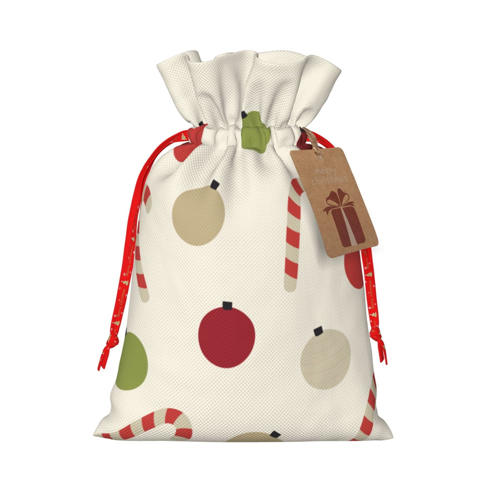 XMXT Christmas Drawstring Gift Bags, Flat Santa Stick Pattern Wrapping ...