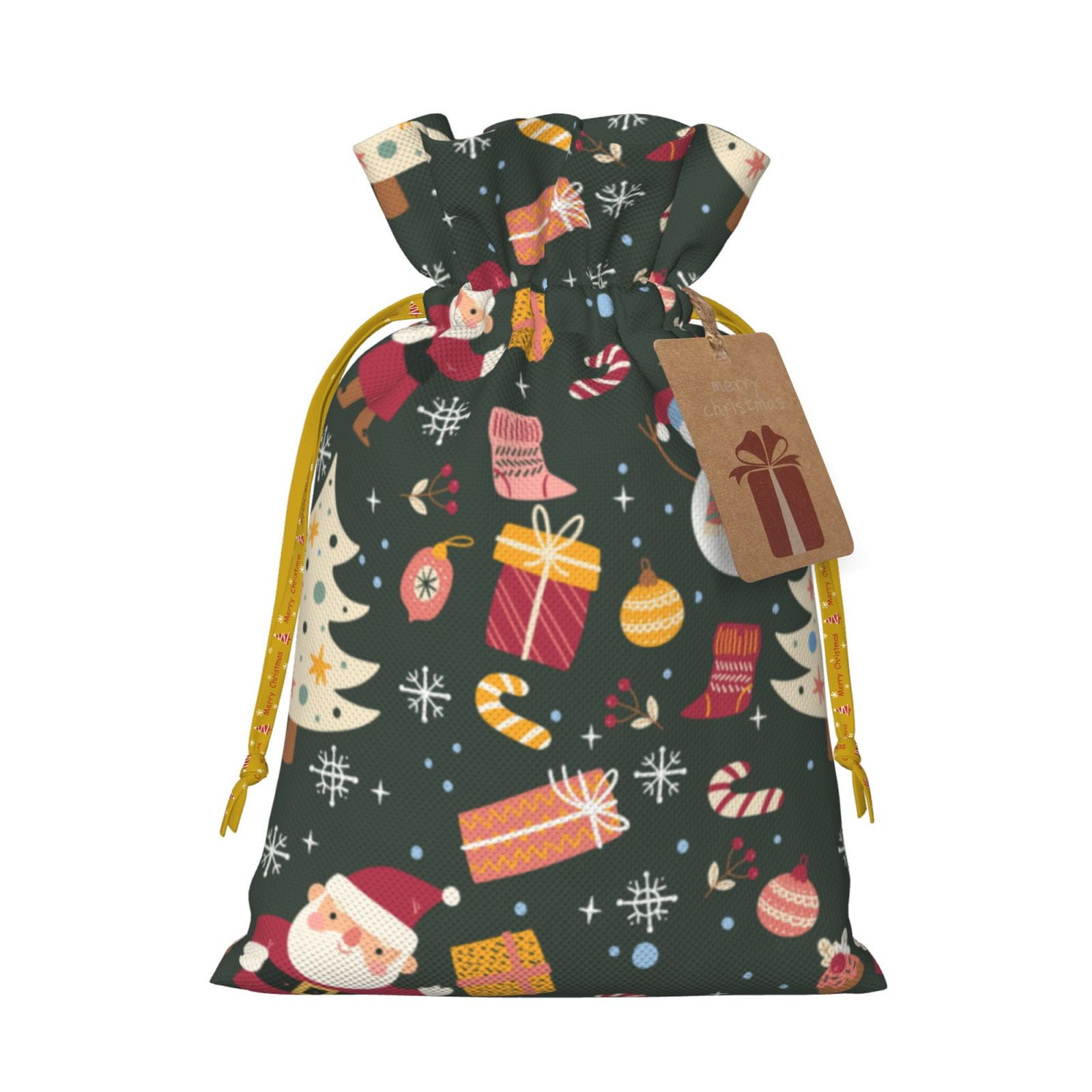 XMXT Christmas Drawstring Gift Bags, Fun Christmas Tree Snowman ...