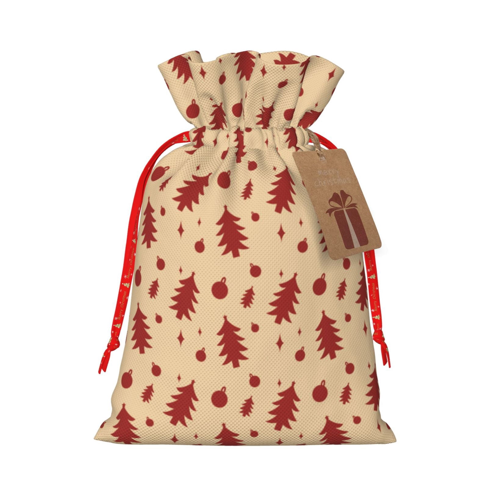 XMXT Christmas Drawstring Gift Bags, Red Christmas Tree Graffiti ...