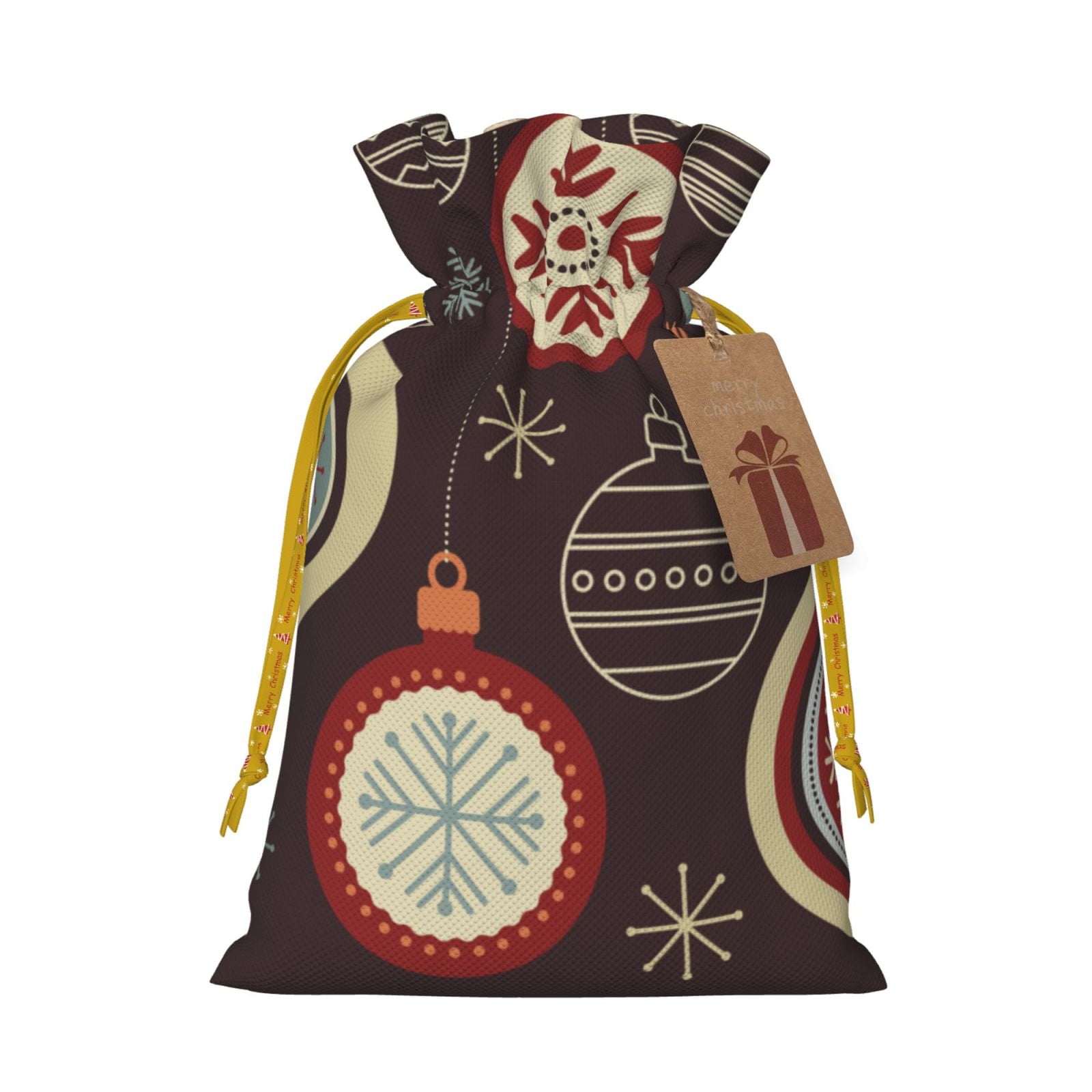 XMXT Christmas Drawstring Gift Bags, Various Christmas Balls Prints ...
