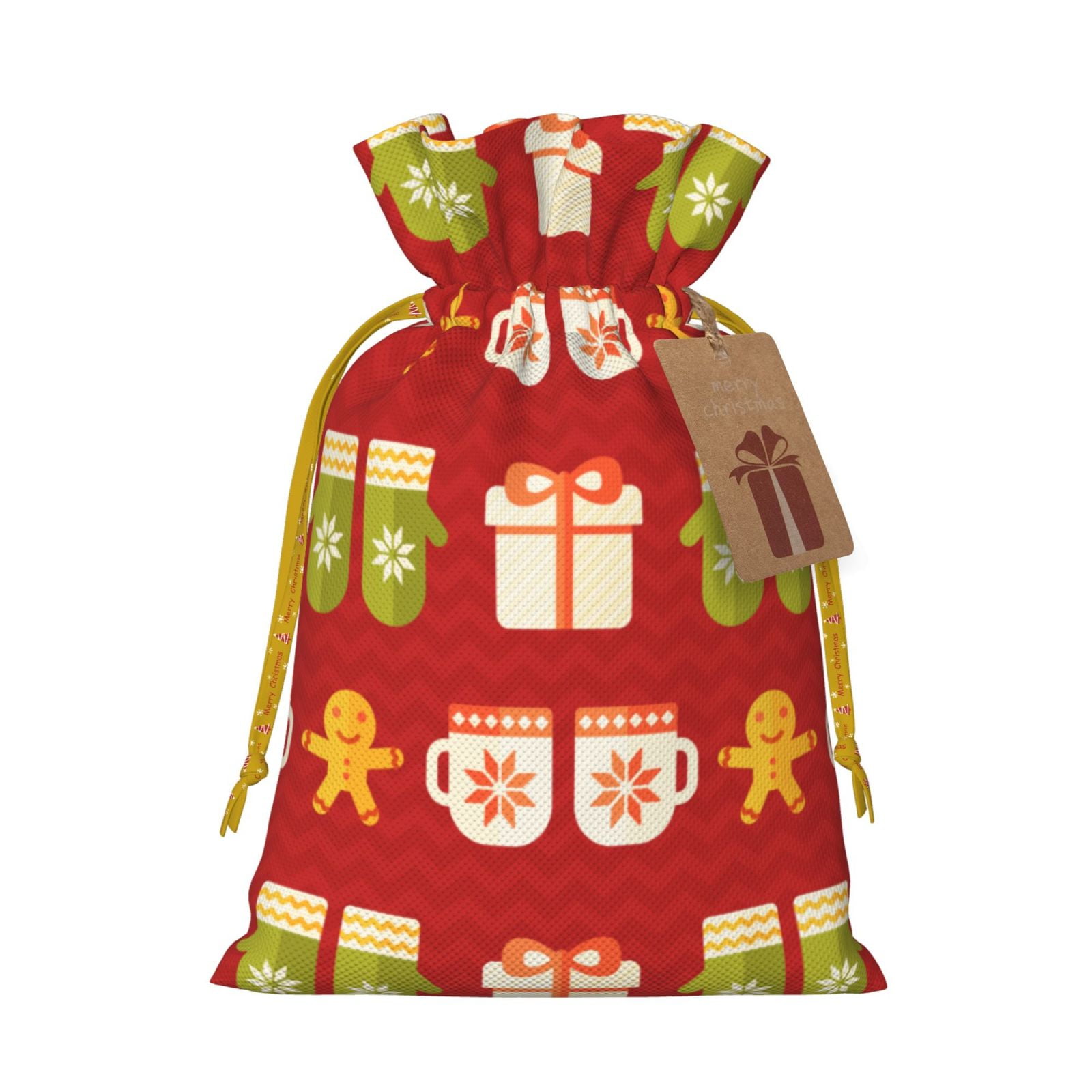 XMXT Christmas Drawstring Gift Bags, Warm Christmas Gloves Wrapping ...