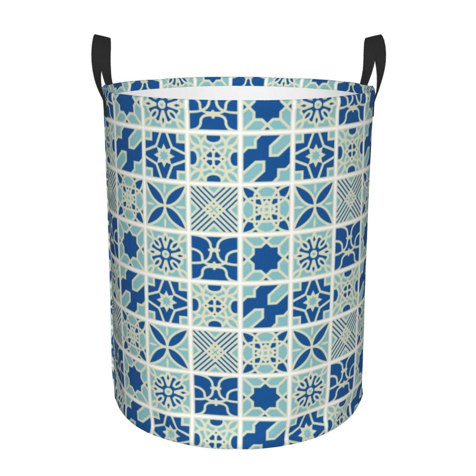 XMXT Collapsible Laundry Basket, Abstract Blue Geometric Waterproof ...