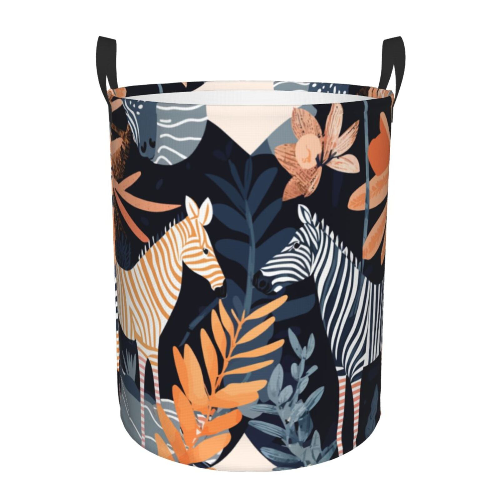 XMXT Collapsible Laundry Basket, Abstract Botanical Zebra Waterproof ...