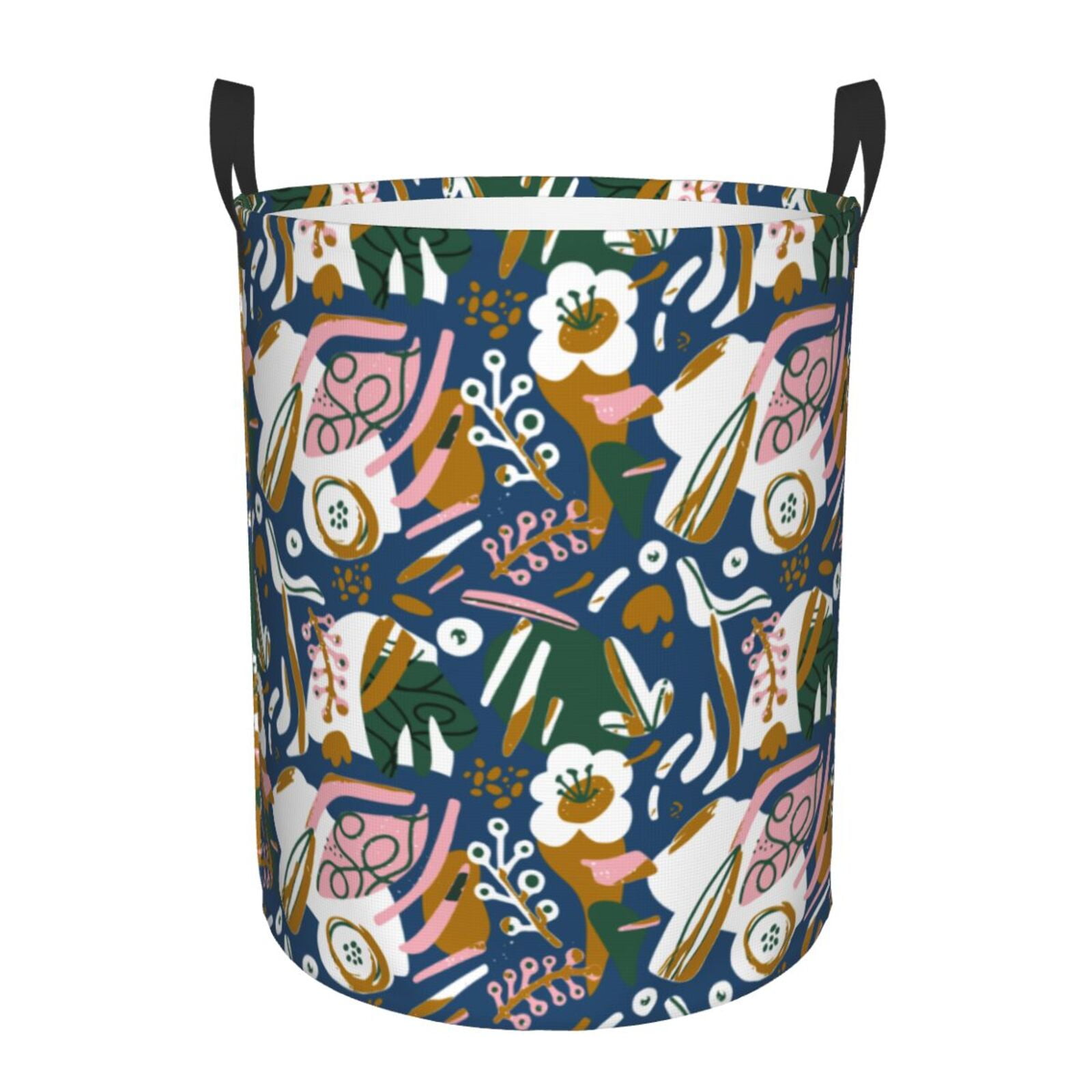 XMXT Collapsible Laundry Basket, Abstract Colorful Flower Polyester ...