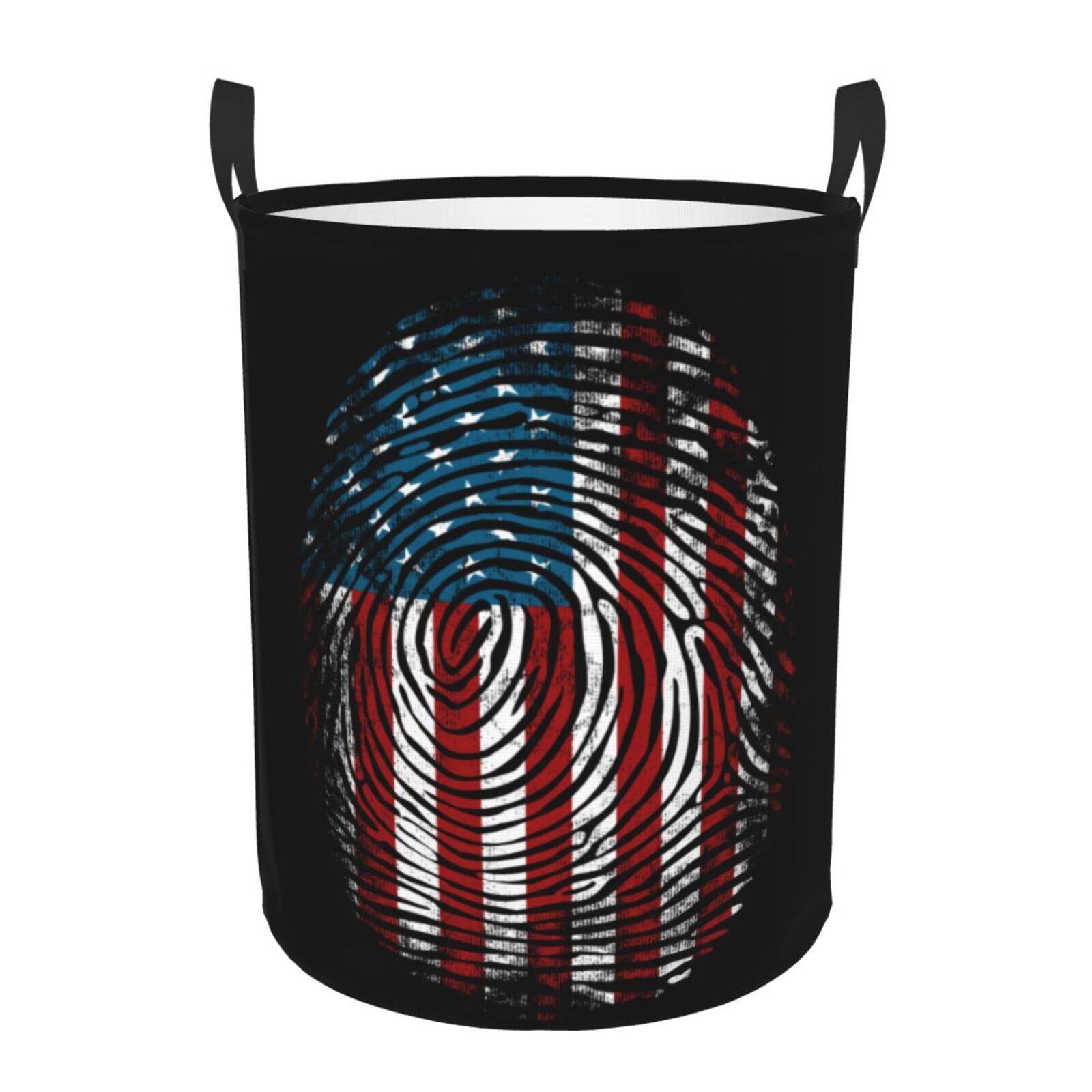 XMXT Collapsible Laundry Basket, American Flag Fingerprints Waterproof ...