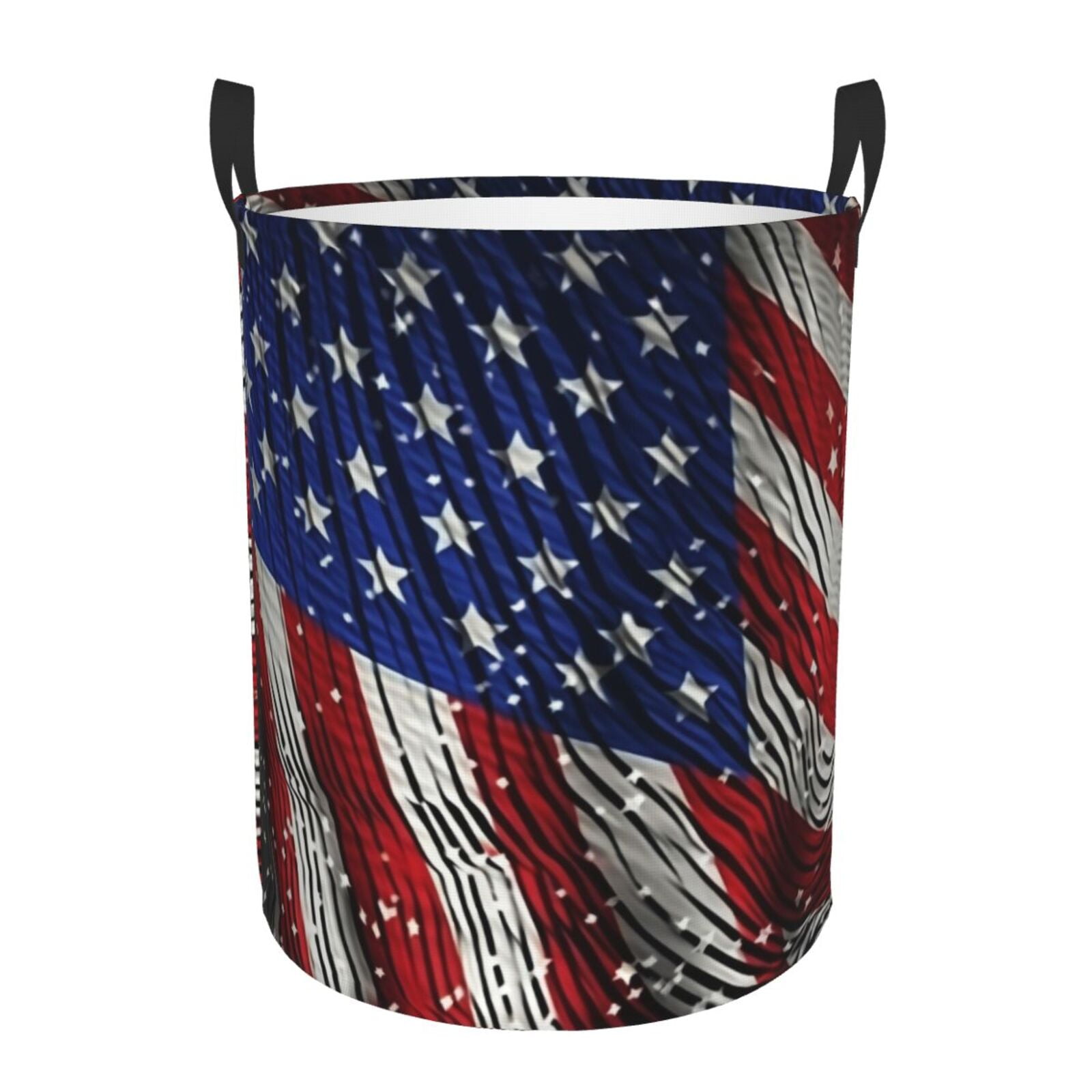 XMXT Collapsible Laundry Basket, American Striped Flag Print Waterproof ...