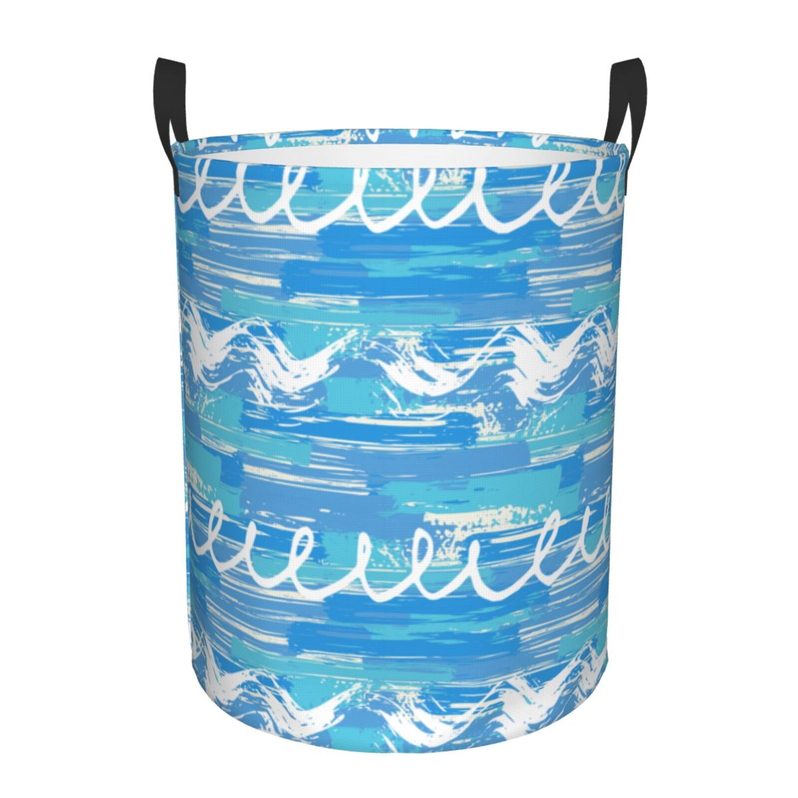 XMXT Collapsible Laundry Basket, Blue Abstract Lines Waterproof Laundry ...