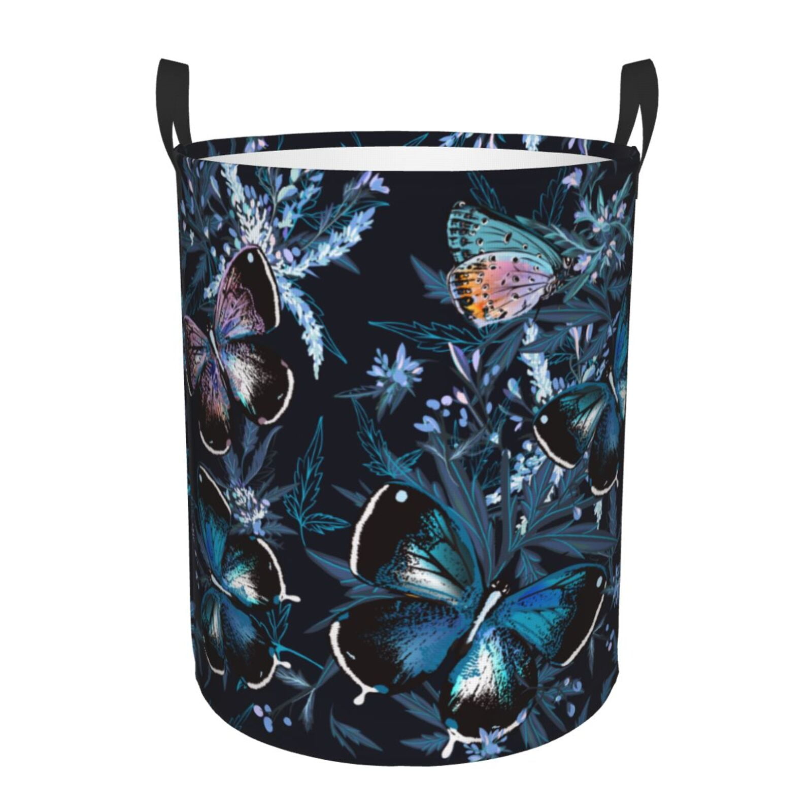 XMXT Collapsible Laundry Basket, Blue Botanical Insects Waterproof ...