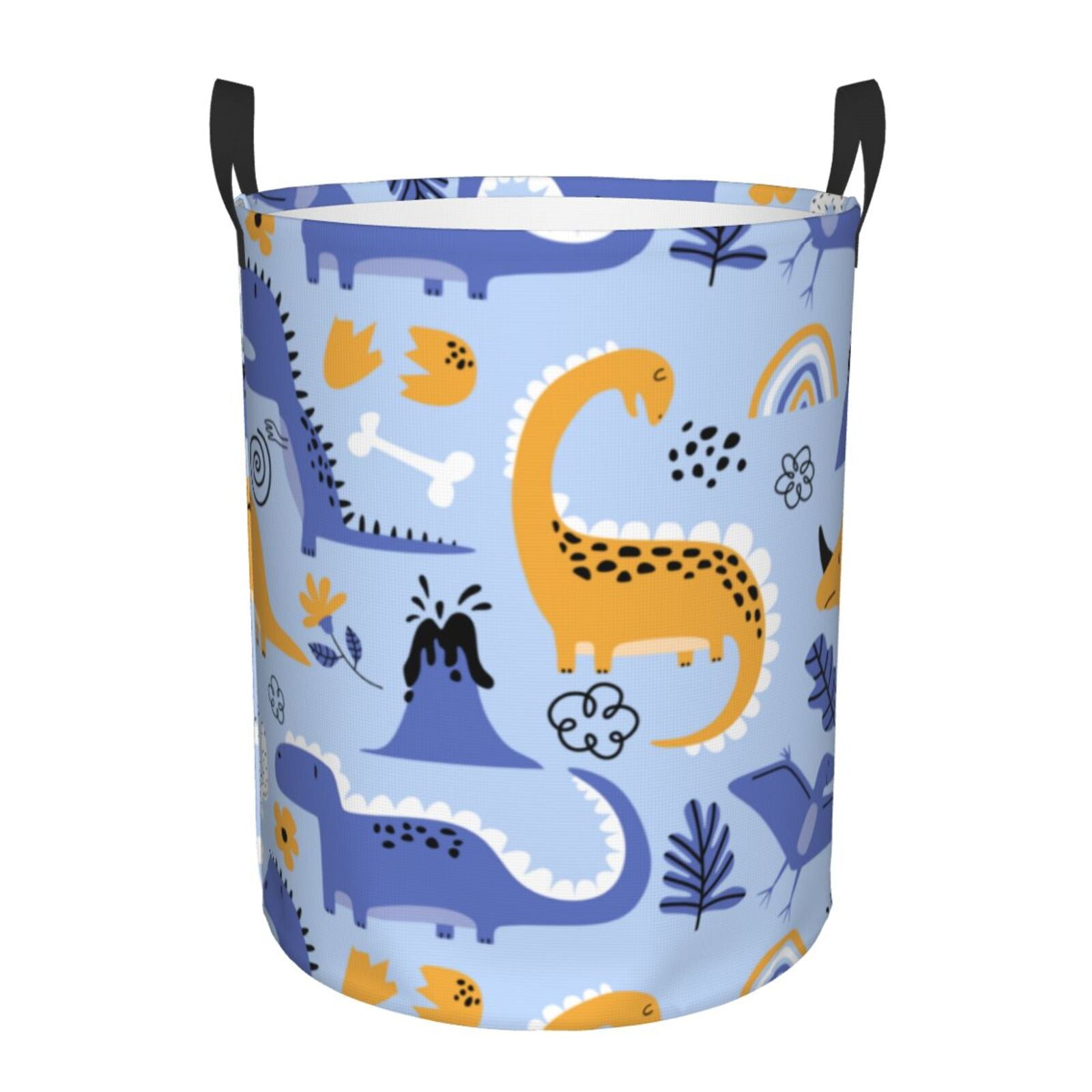 XMXT Collapsible Laundry Basket, Blue Cute Dinosaur Polyester ...