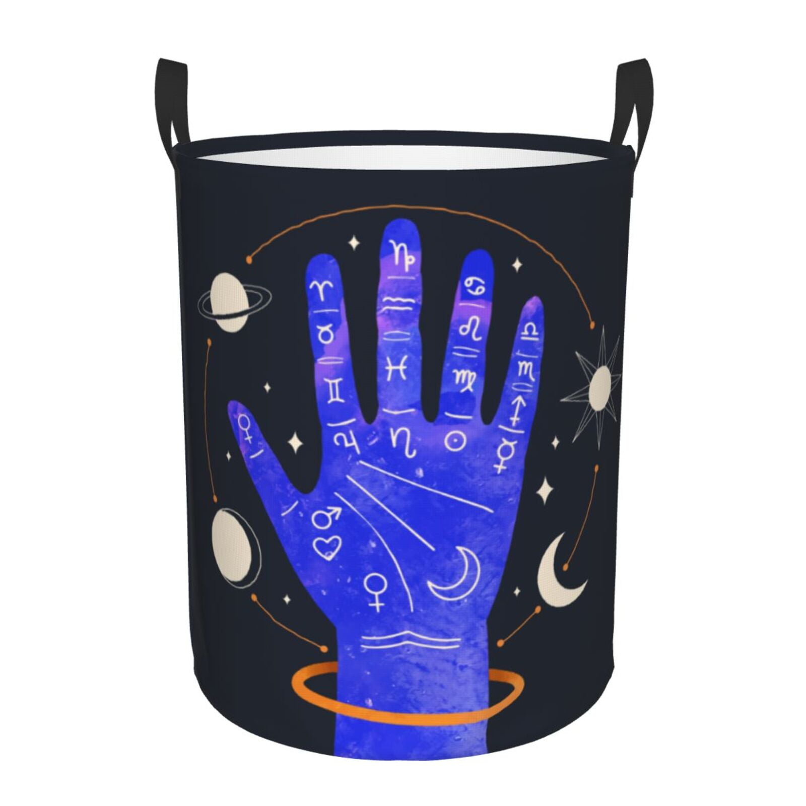 XMXT Collapsible Laundry Basket, Blue Rune Hand Moon Waterproof Laundry ...