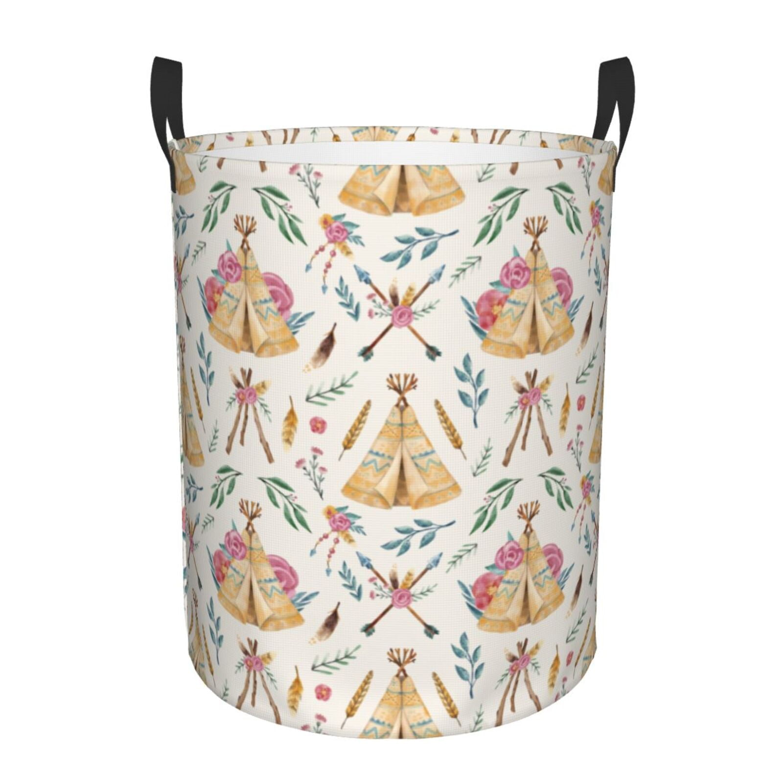 XMXT Collapsible Laundry Basket, Boho Deco Tent Watercolor Polyester ...