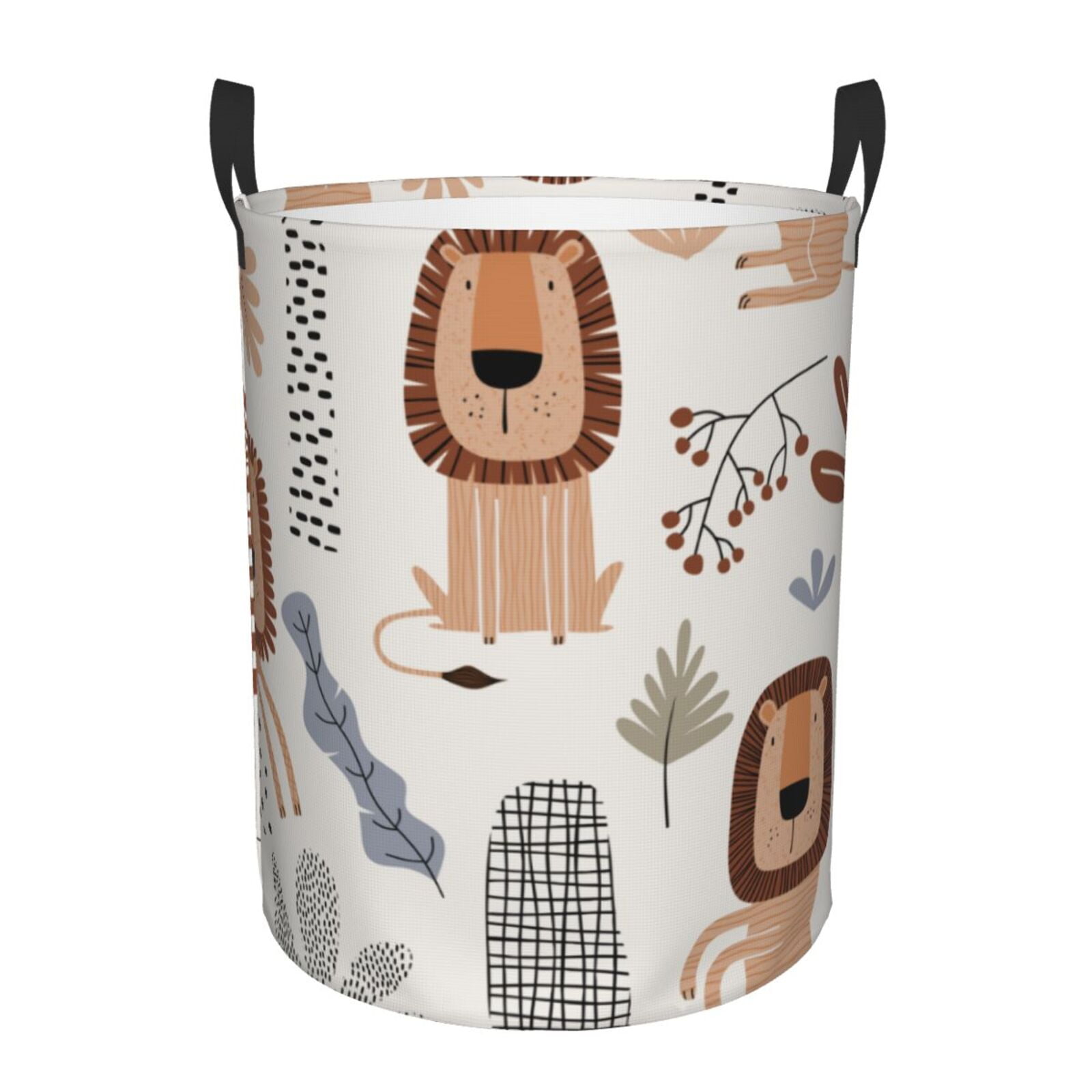 XMXT Collapsible Laundry Basket, Boho Lion Hand Drawing Polyester ...
