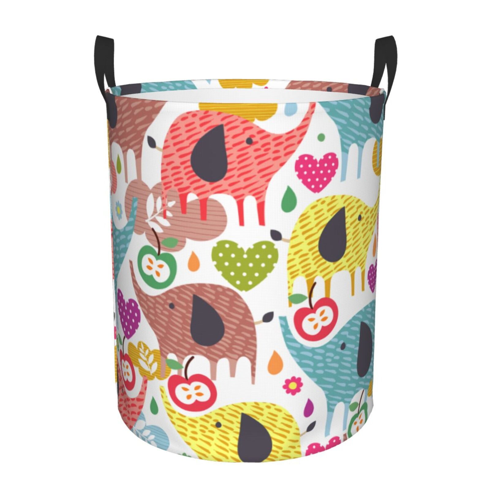 XMXT Collapsible Laundry Basket, Colorful Cartoon Elephant Polyester ...