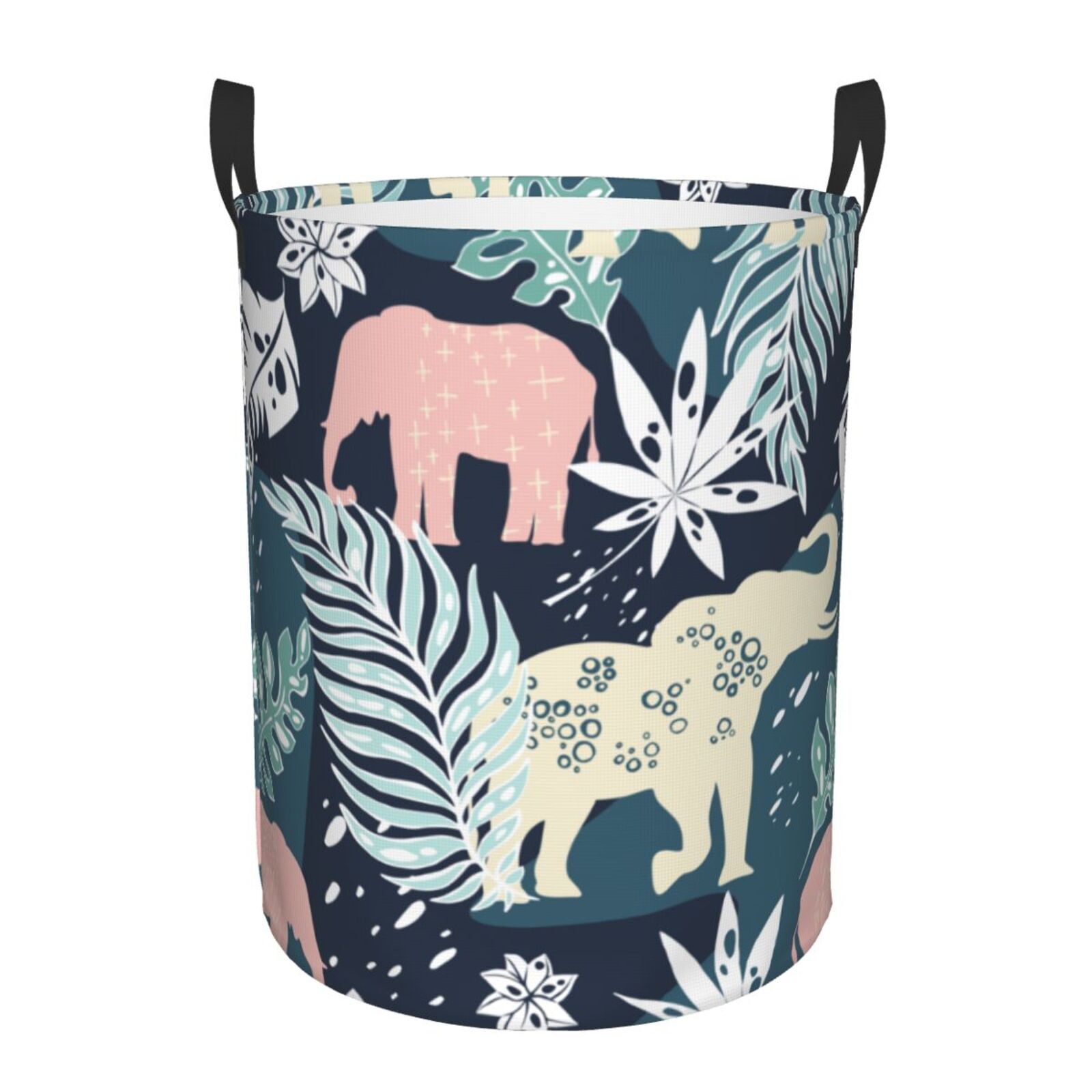 XMXT Collapsible Laundry Basket, Colorful Elephant Plant Waterproof ...