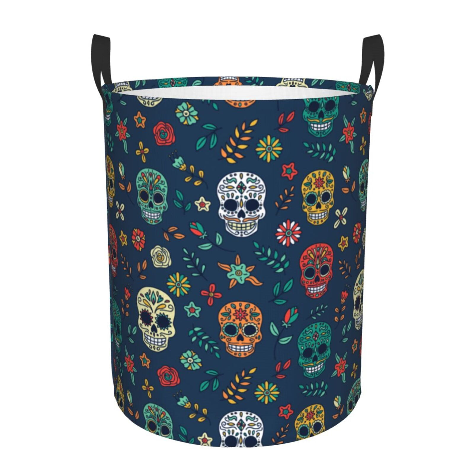XMXT Collapsible Laundry Basket, Colorful Skull Patterns Polyester ...