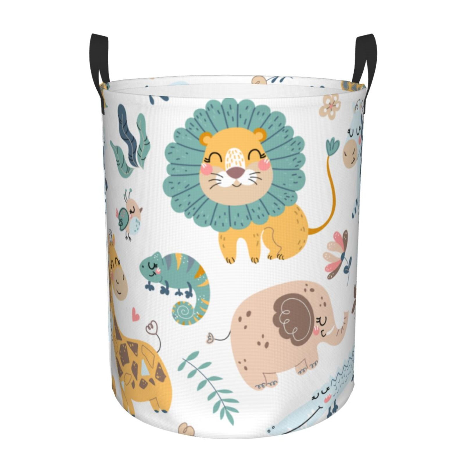 XMXT Collapsible Laundry Basket, Cute Animal Hand Drawing Polyester ...