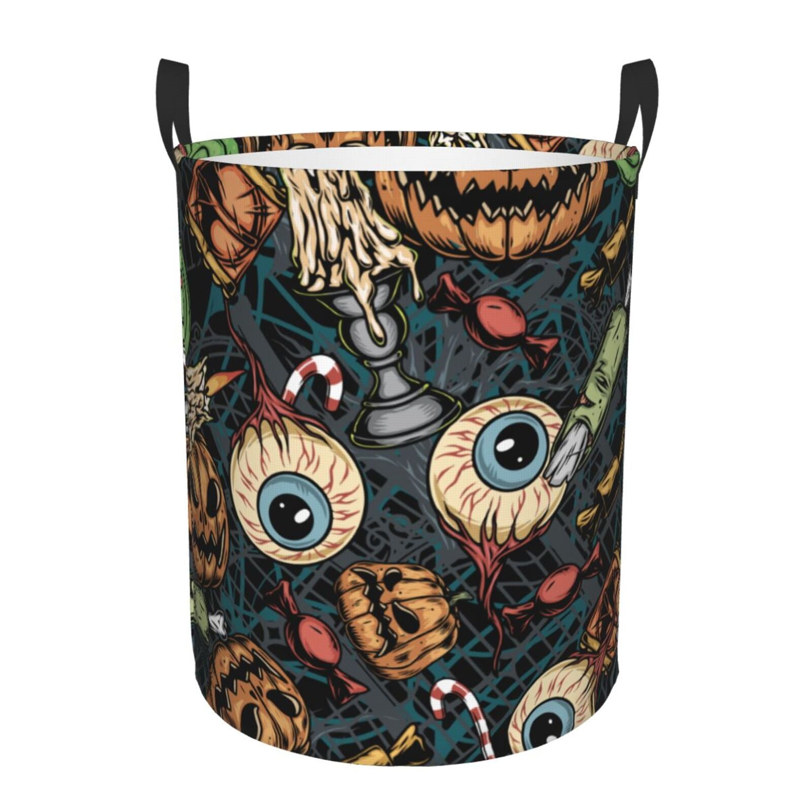 XMXT Collapsible Laundry Basket, Eyeball Pumpkin Creepy Print Polyester ...